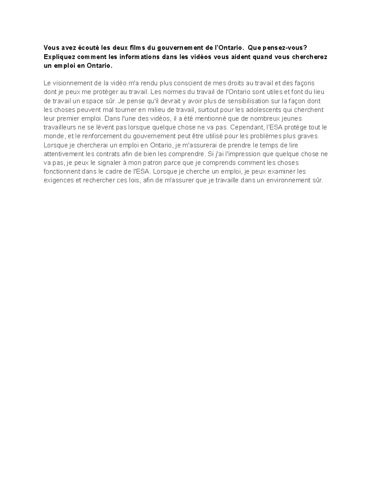 IM - U4L2 Devoirs - Lesson Homework - Vous avez écouté les deux films ...