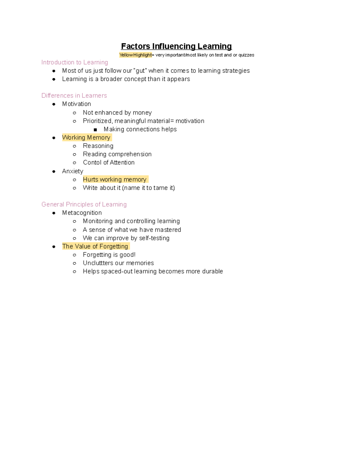 Factors Influencing Learning - Factors Influencing Learning Yellow ...