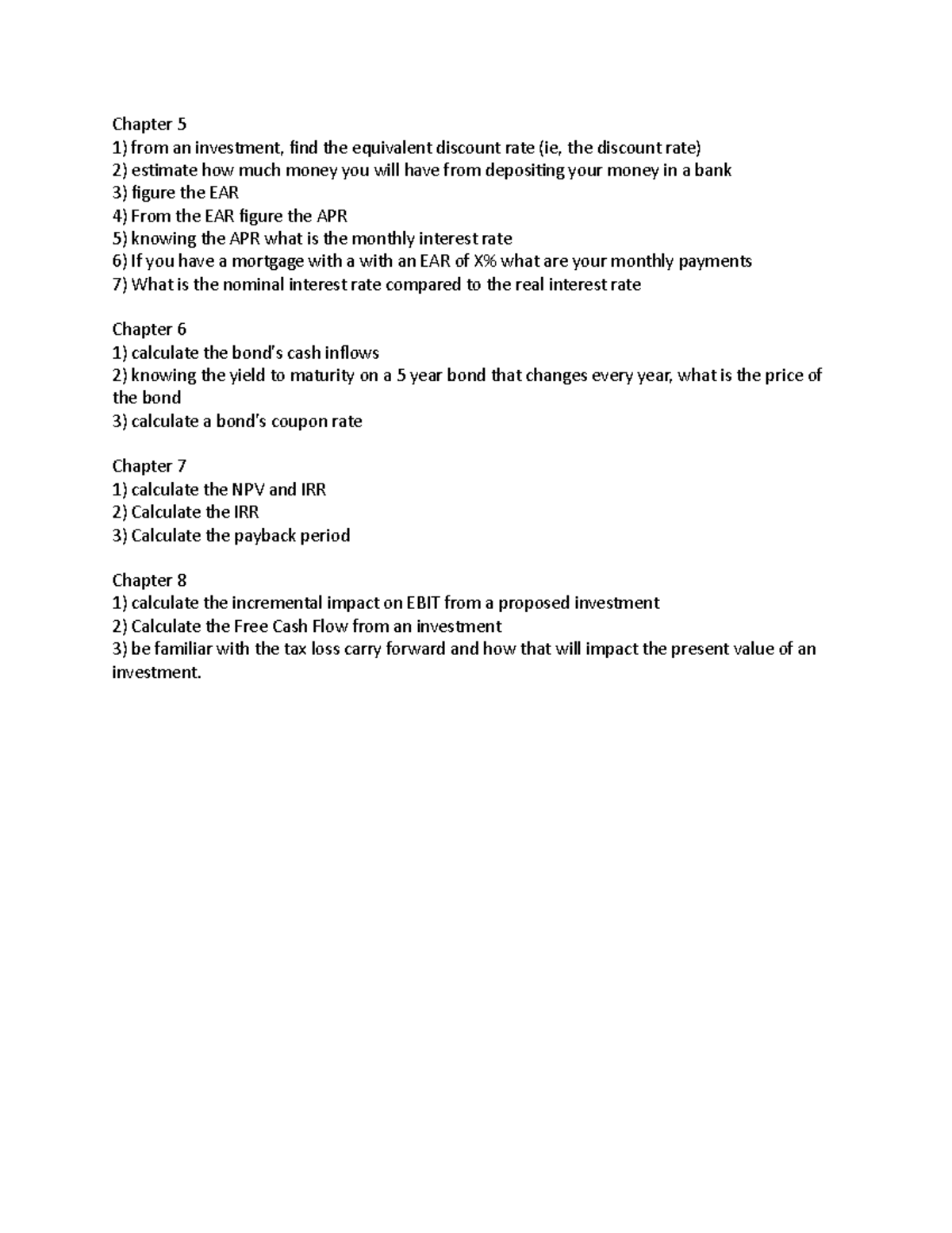 Exam 2 Outline-Calulation Notes - Chapter 5 from an investment, find ...