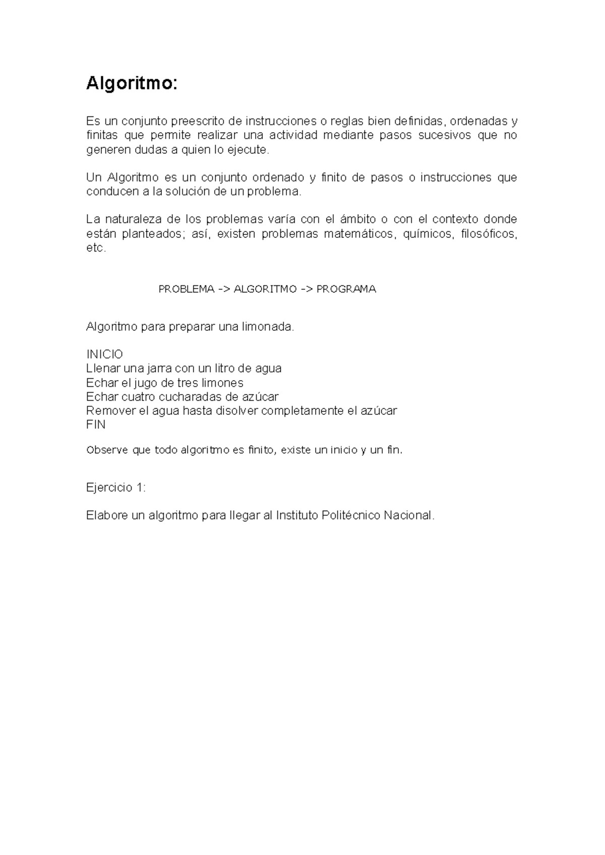 1. Algoritmo y diagramas de flujo - Algoritmo: Es un conjunto ...