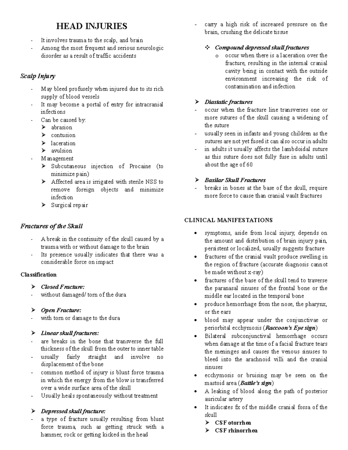 HEAD Injuries - HEAD INJURIES It involves trauma to the scalp, and ...