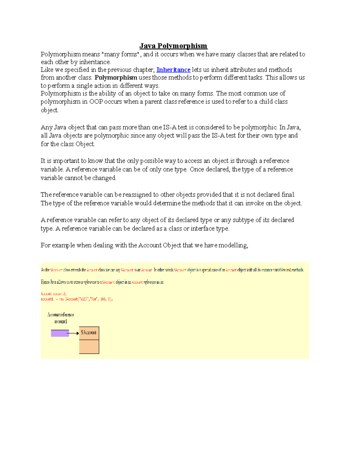 Polymorphism - study material - Java Polymorphism Polymorphism means ...