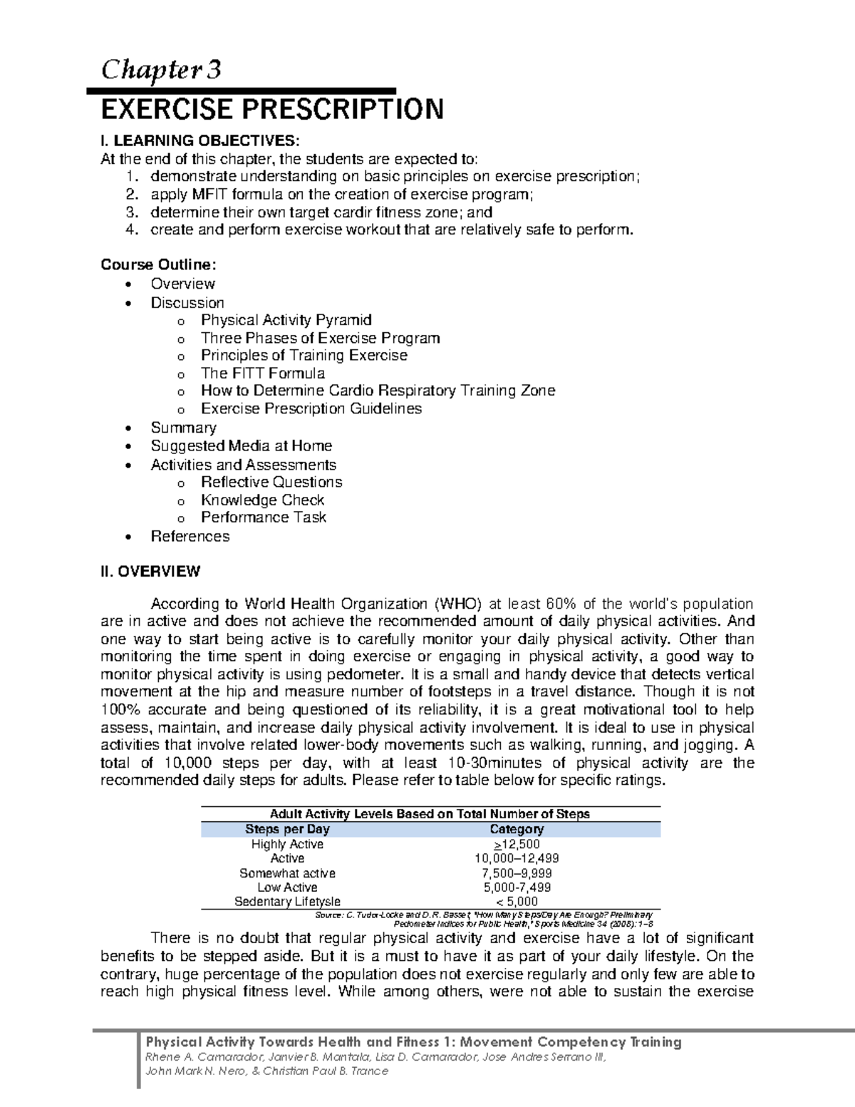 Chapter 3 Exercise Prescription - Physical Activity Towards Health and ...