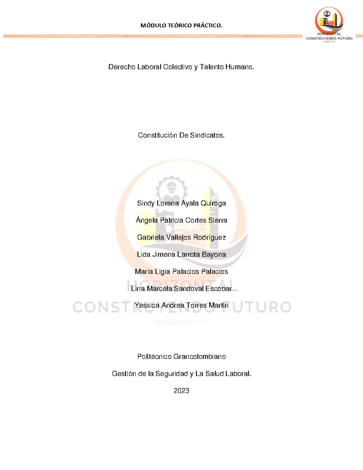 GP 21 - resumen - M”DULO TE”RICO PR¡CTICO. Derecho Laboral Colectivo y Talento Humano ...