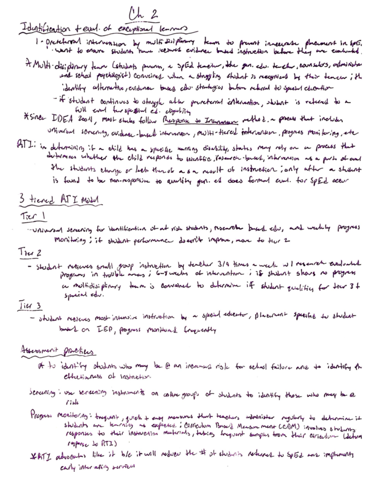 Chapter 2 notes - Exceptional Learners - Ch 2 Identification & eval. of ...