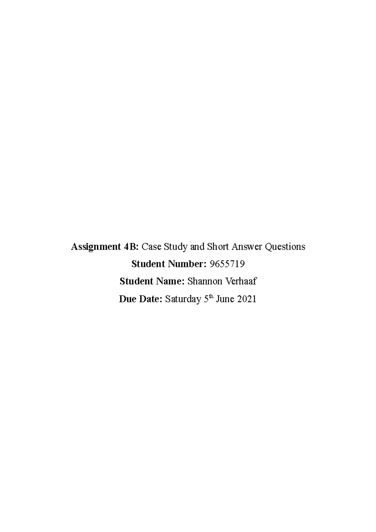 Assignment 4B - Case Study and Short Answer Questions - Assignment 4B ...