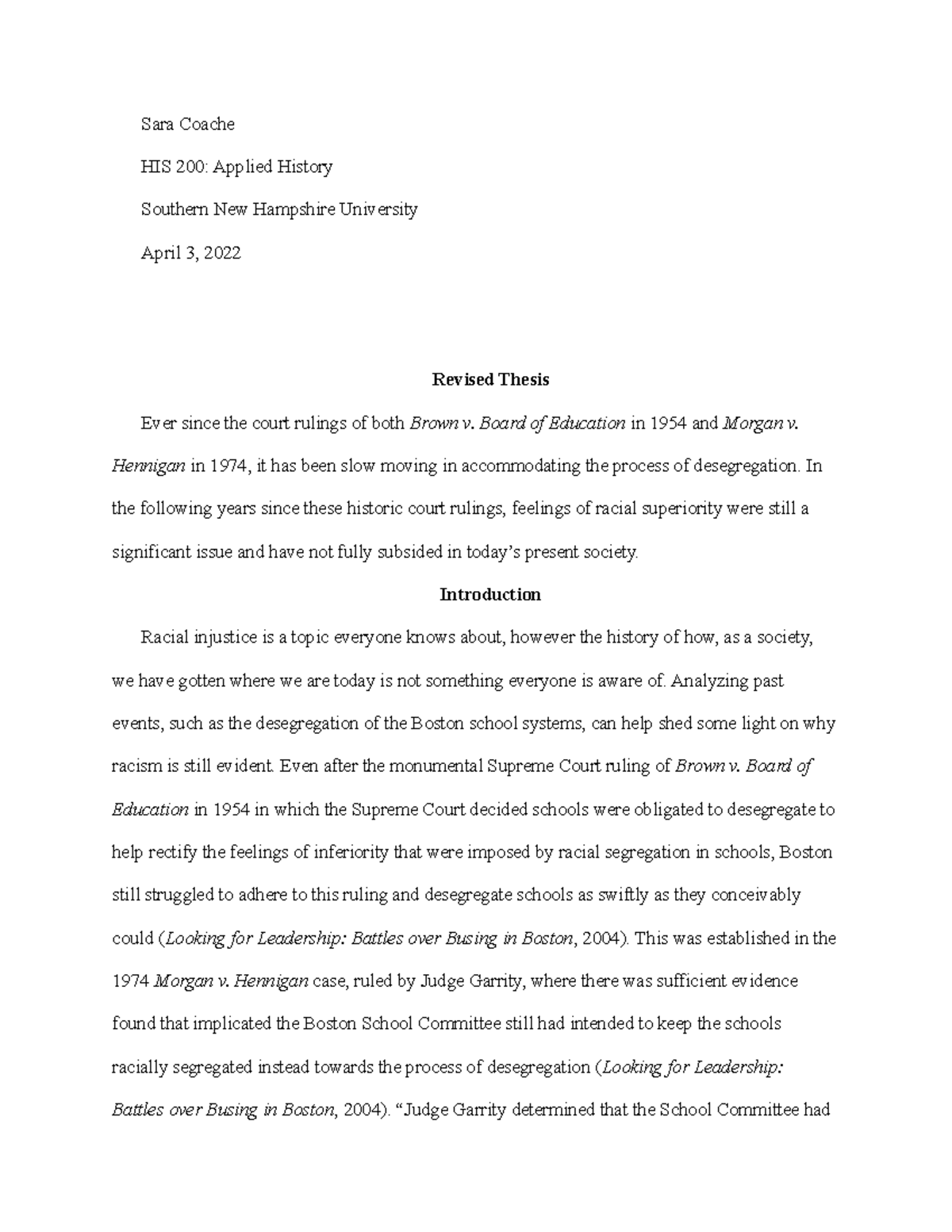 HIS 200 Historical Analysis Essay Progress Check 1 - Sara Coache HIS ...