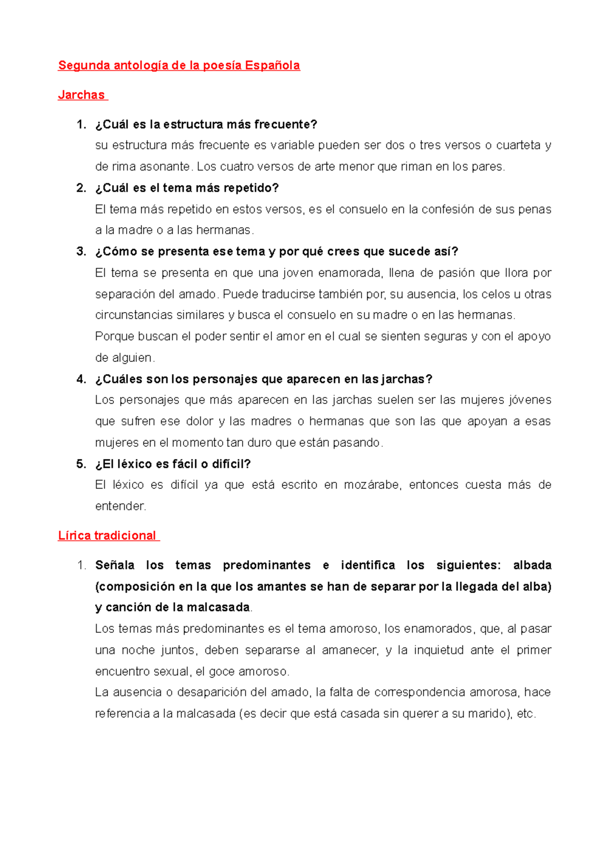 Jarchas - Segunda antología de la poesía Española Jarchas 1. ¿Cuál es ...