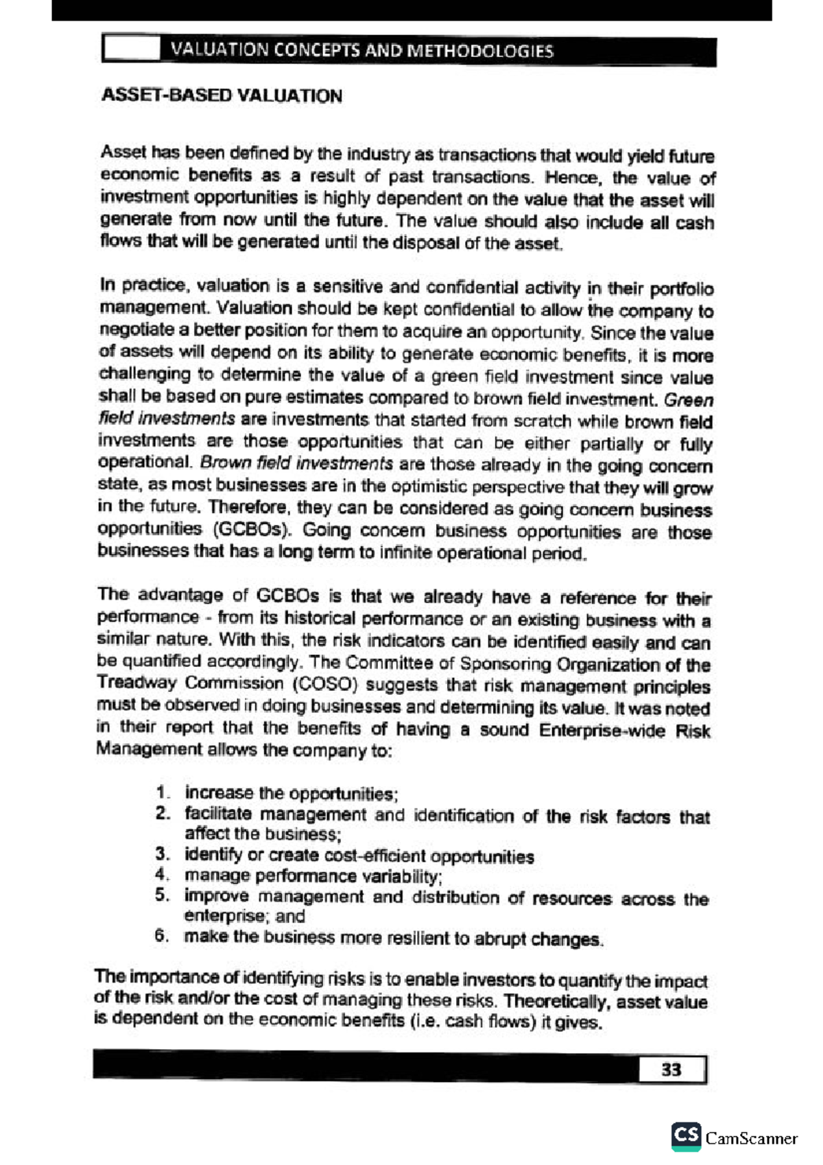 Asset-Based Valuation - Conceptual Framework - Studocu