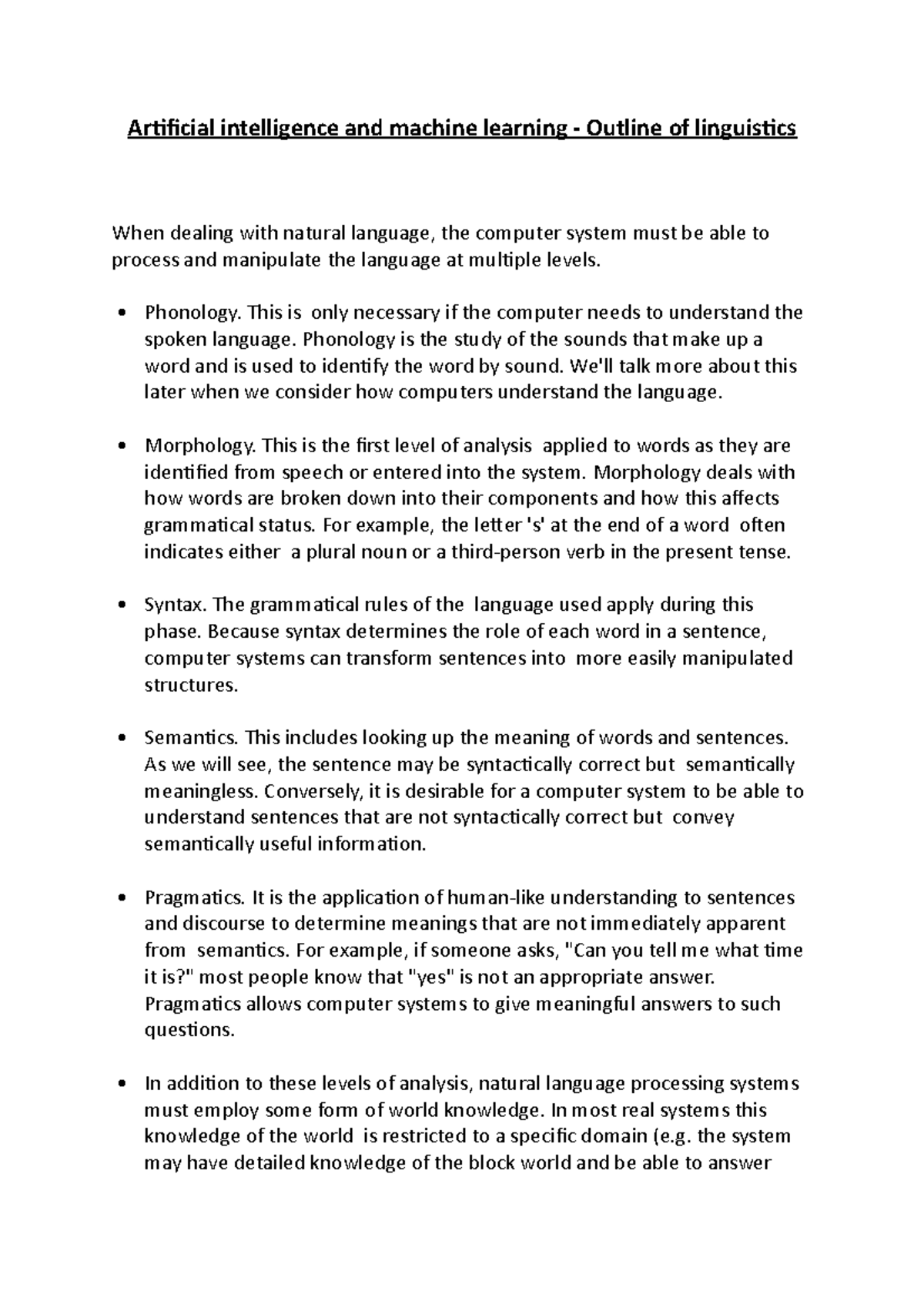 Artificial intelligence and machine learning - Outline of linguistics ...