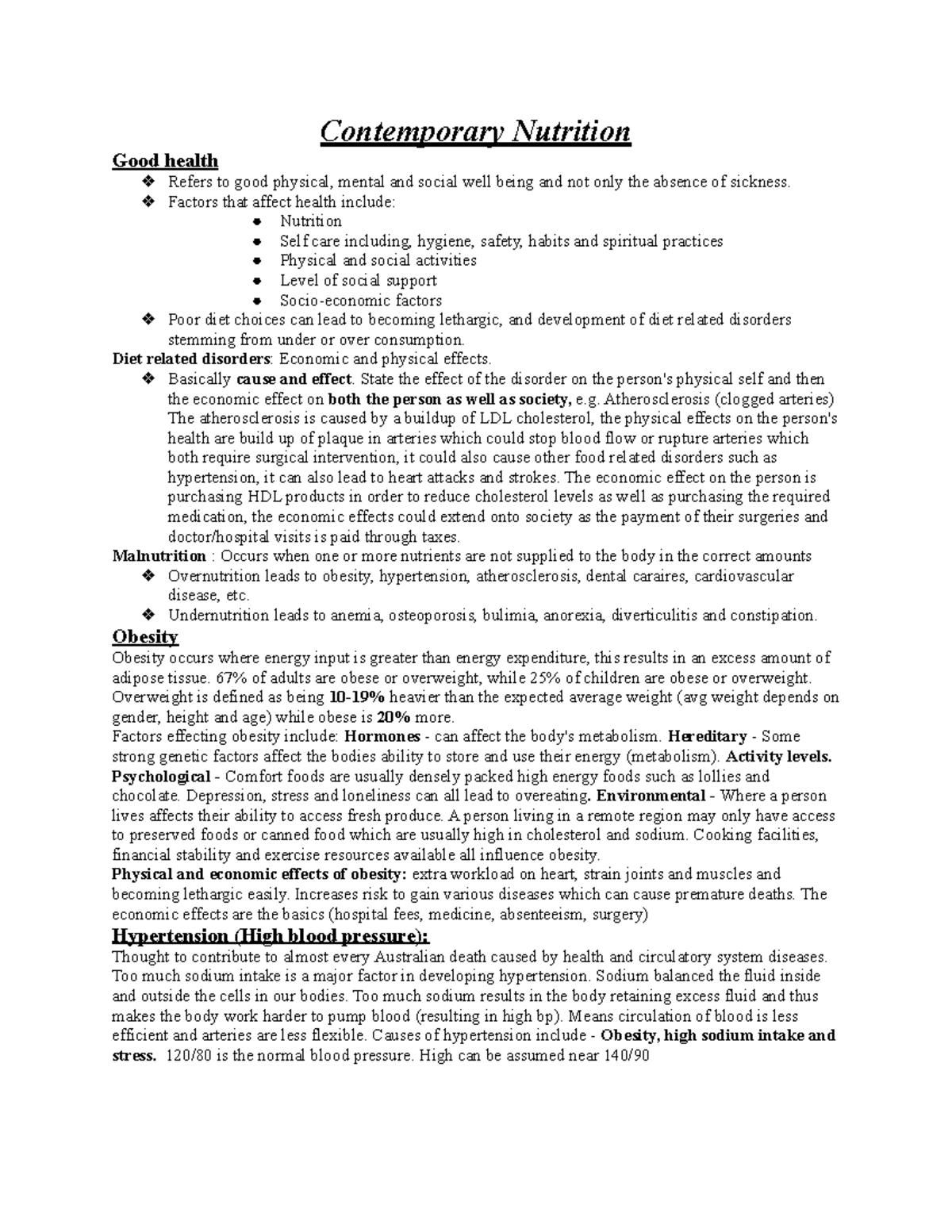 Food Tech Notes - Contemporary Nutrition Good health Refers to good ...