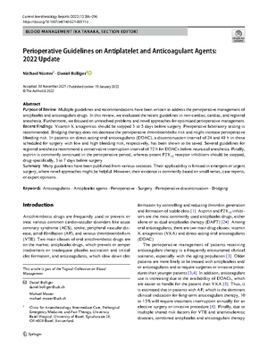 Preoperative Medication Management - Guideline for Preoperative ...