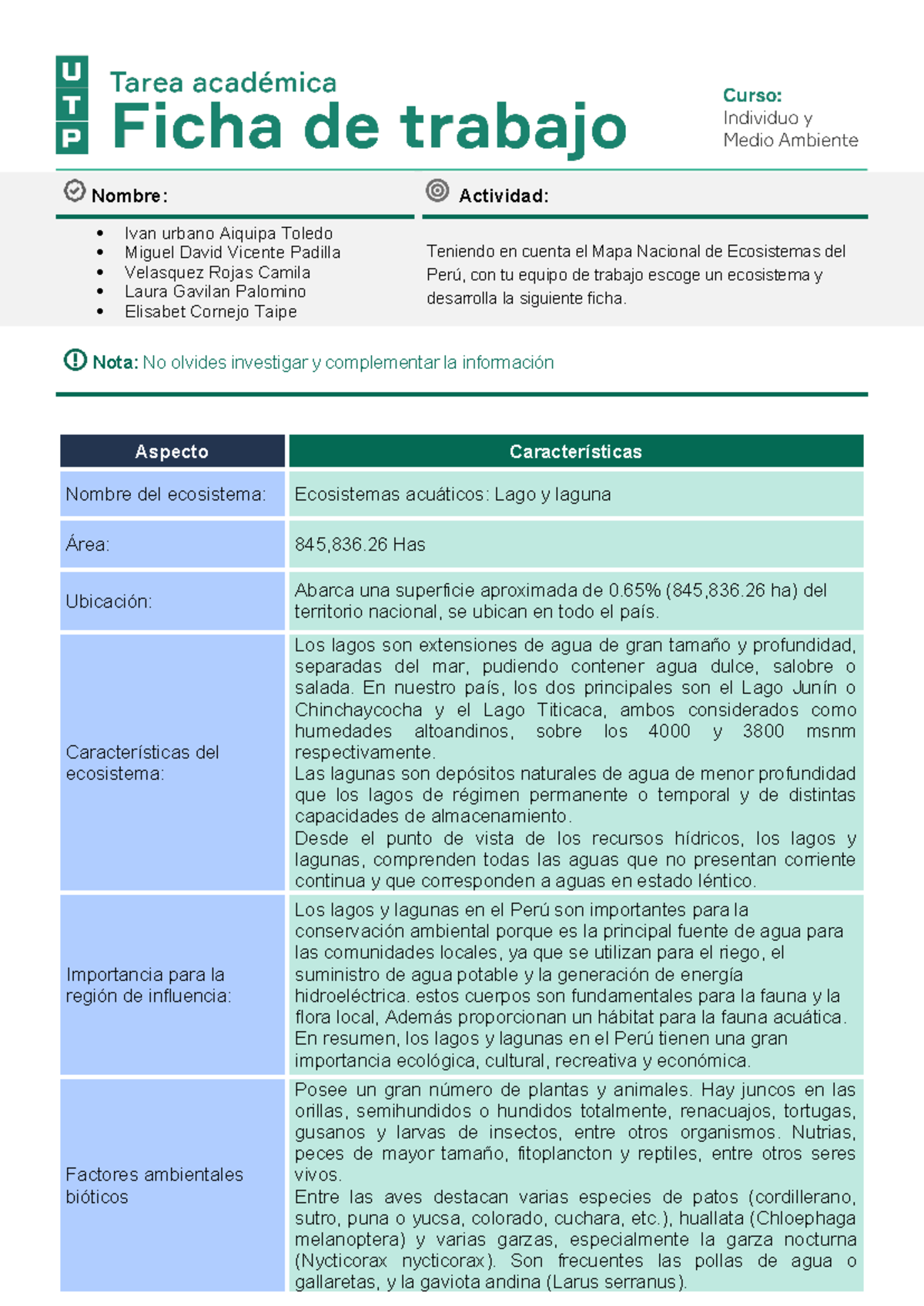 Semana 02 - Word - Ficha de trabajo Tarea - Nombre: Actividad: Ivan urbano Aiquipa Toledo Miguel ...