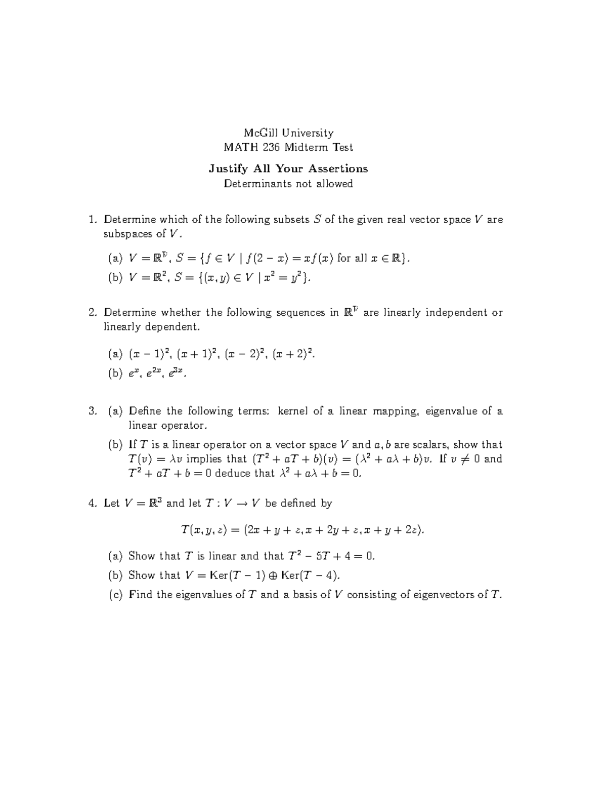MATH236 Sample Midterm - McGill University MATH 236 Midterm Test ...