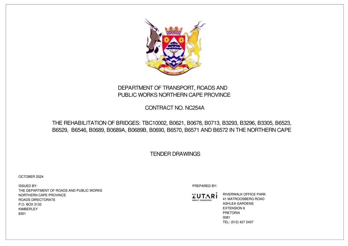 Drawings for tender DRPW025-2023 for Contract NC254A - DEPARTMENT OF ...