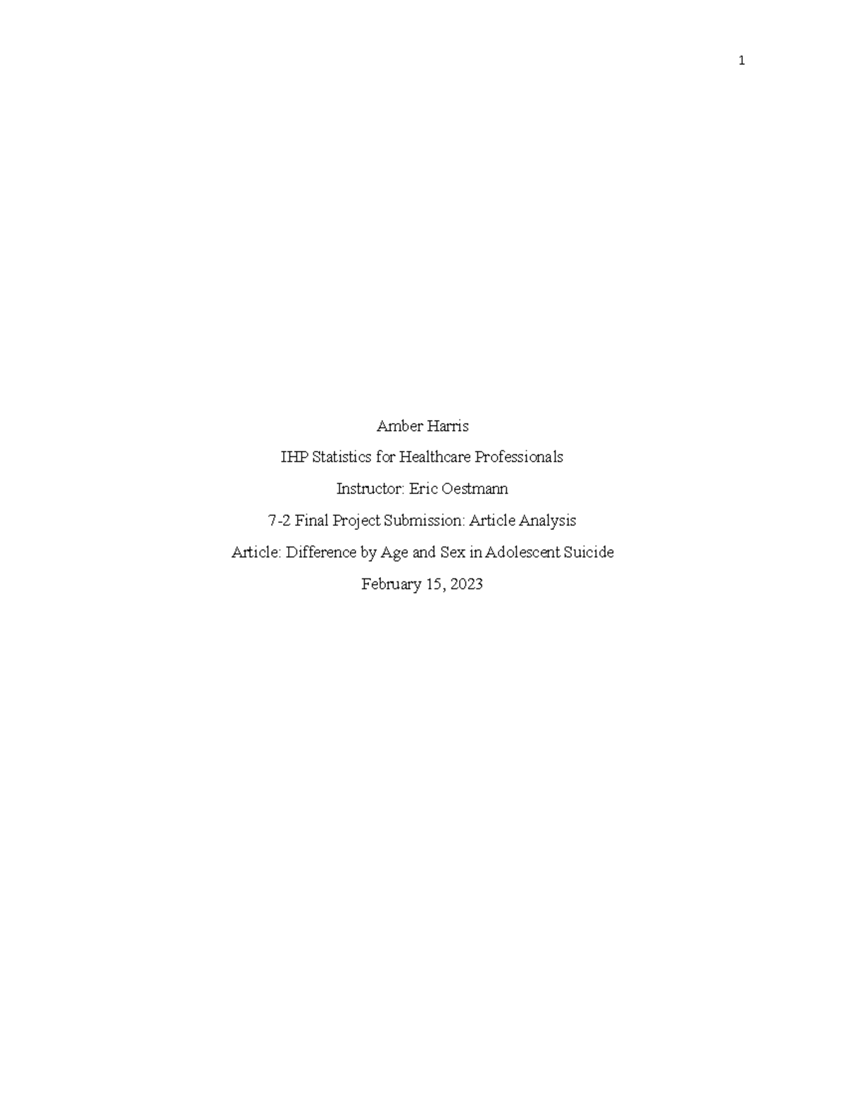 IHP 340 7-2 Final Project Submission Article Analysis - Amber Harris ... IHP 340 7-2 Final Project Submission Article Analysis - Amber Harris ...
