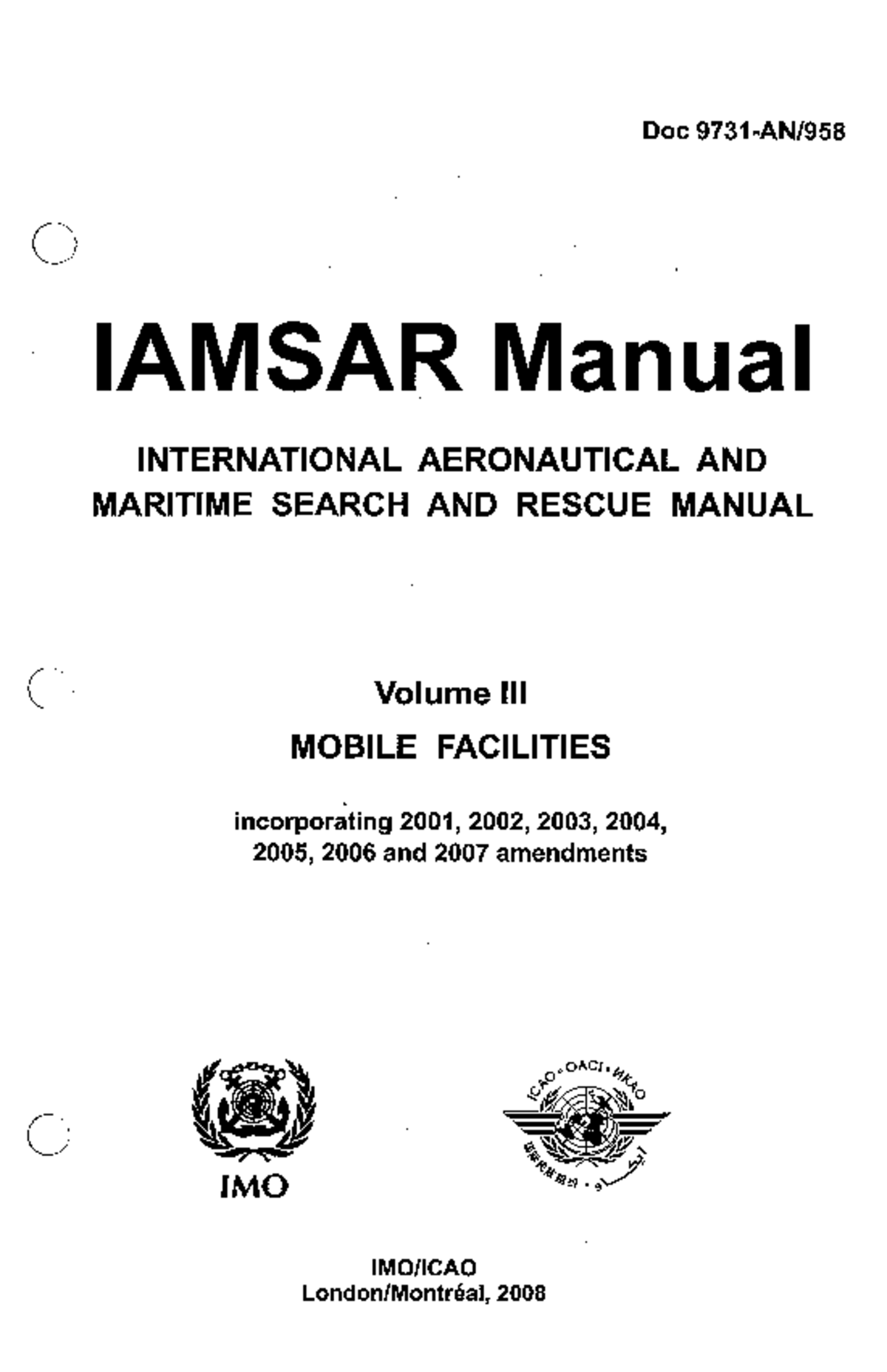 DOC 9731 Iamsar Manual Volume 3, Mobile Facilities - 2008 Edition ...