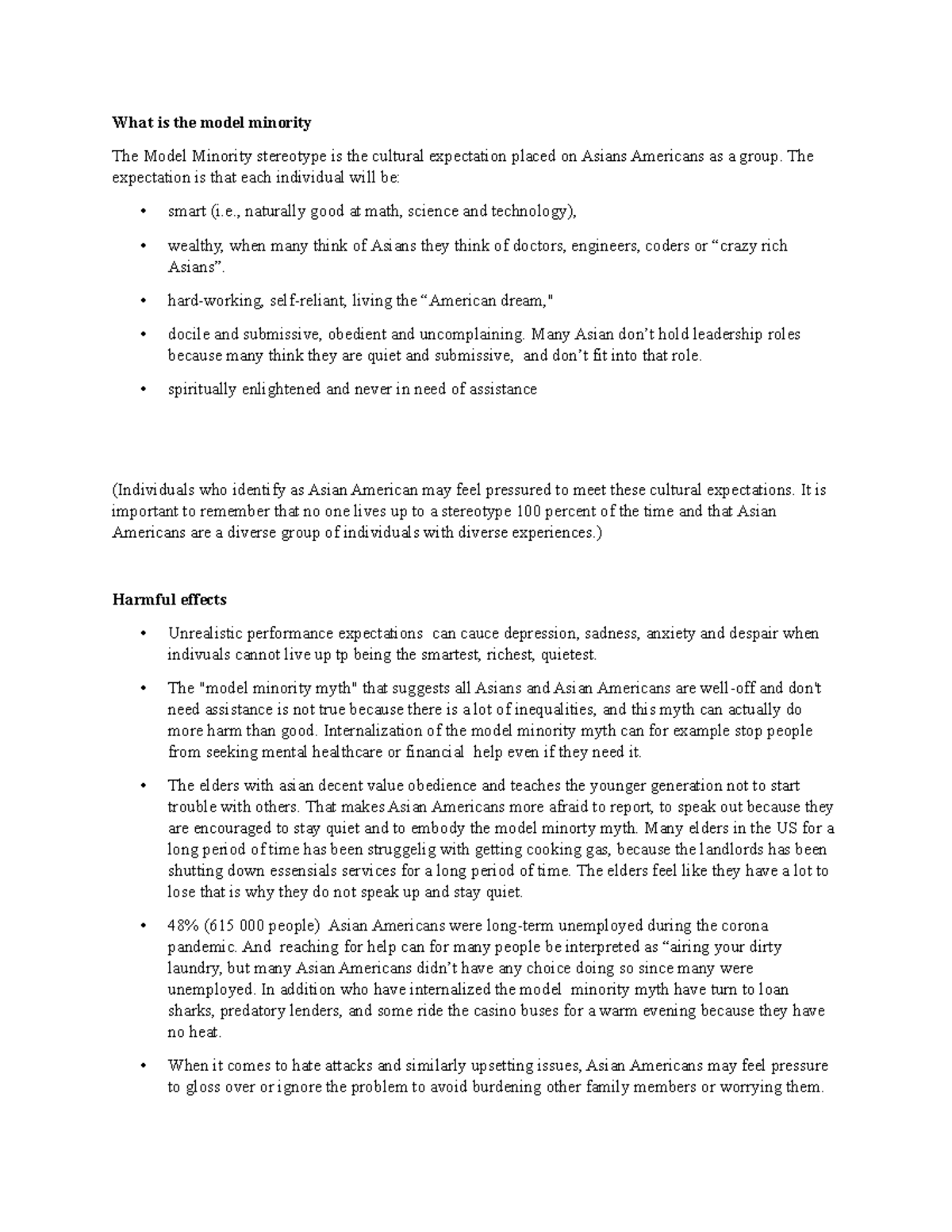 What is the model minority kåpppppppppppppppp - G1ENG2200 - OsloMet ...