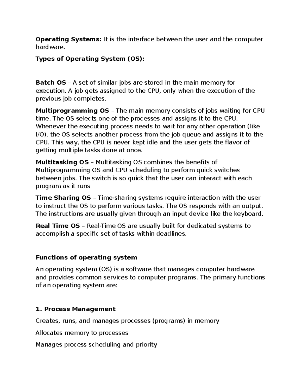 Operating system - Operating Systems: It is the interface between the ...