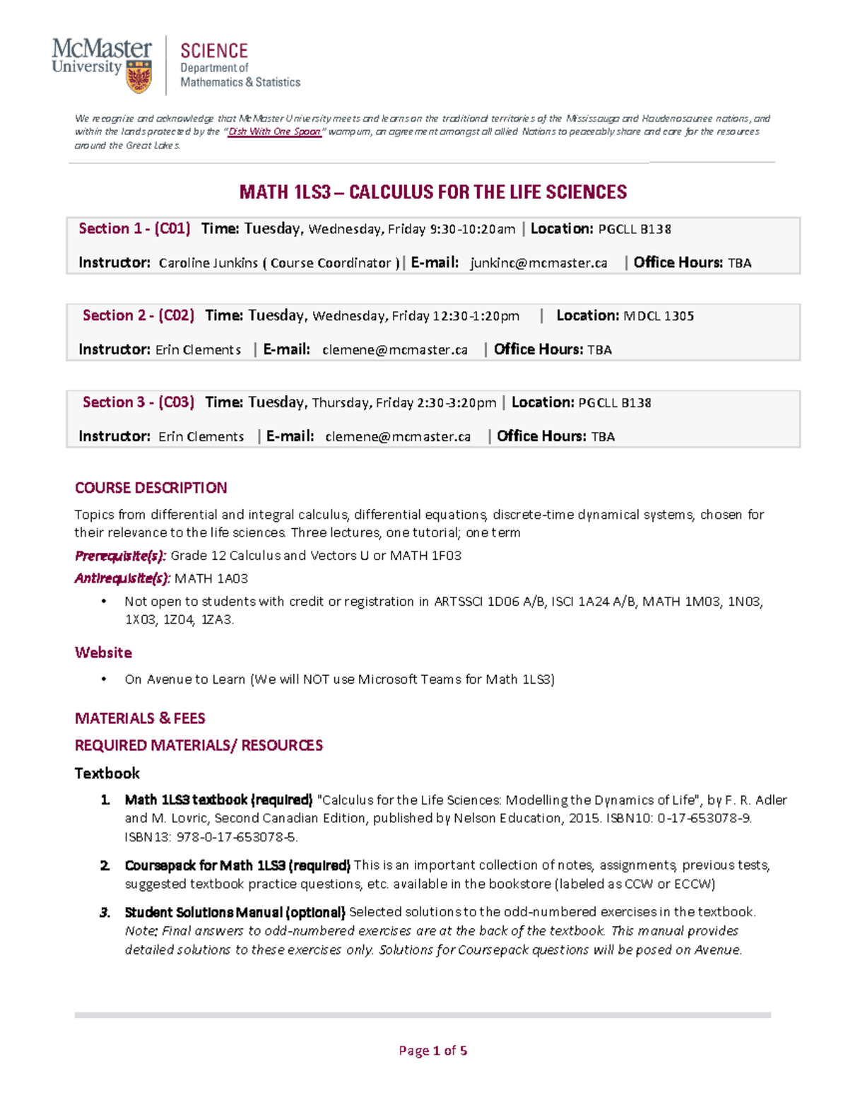 MATH-1LS3 Fall2022 Outline - We recognize and acknowledge that McMaster ...