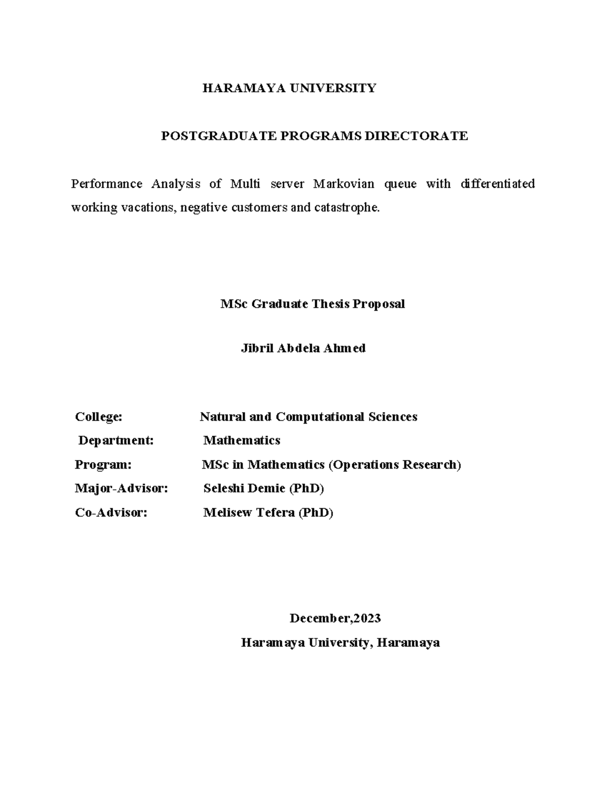 Jibril p - HARAMAYA UNIVERSITY POSTGRADUATE PROGRAMS DIRECTORATE ...