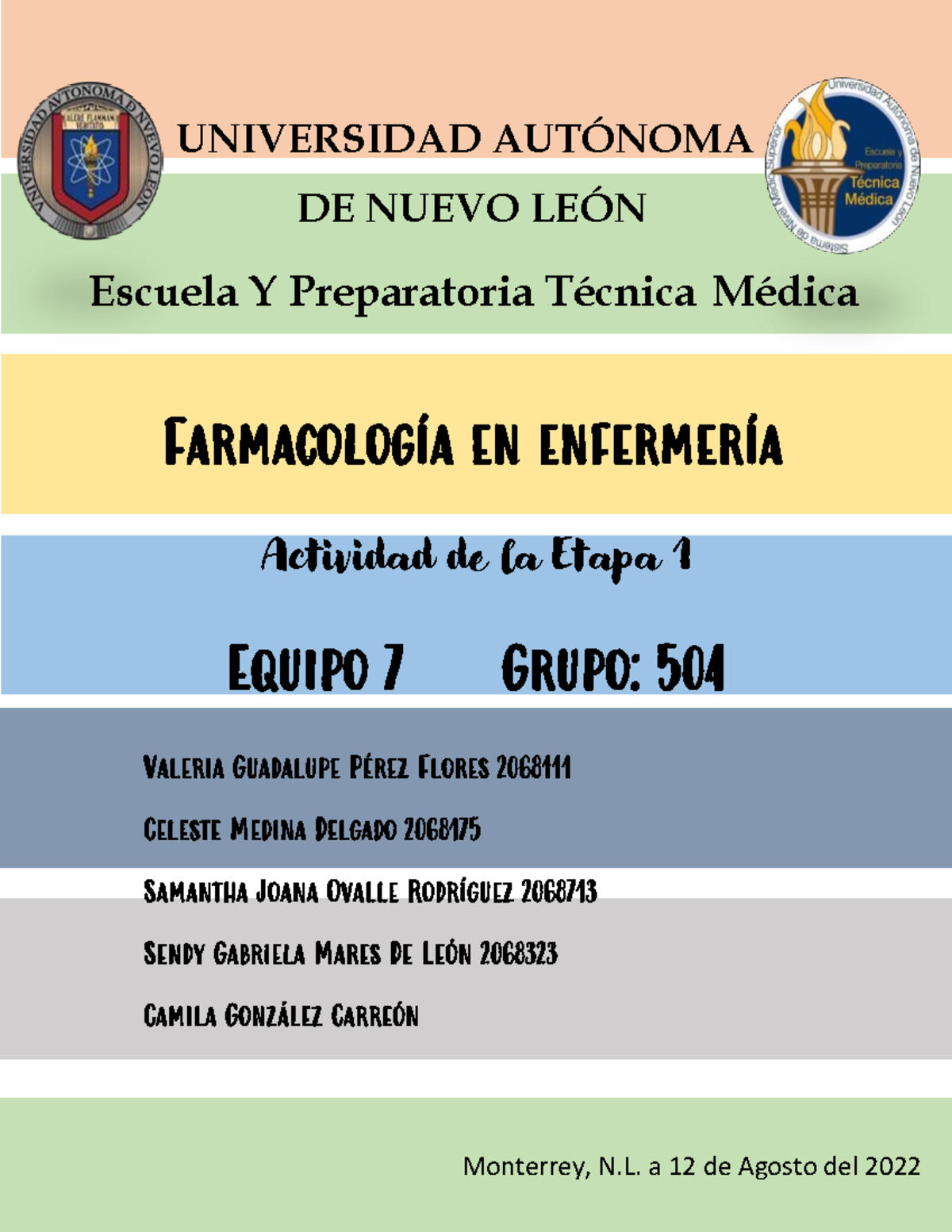 Equipo 7 Actividad 1 Etapa 1 Farma - UNIVERSIDAD AUT”NOMA DE NUEVO LE”N Escuela Y Preparatoria ...
