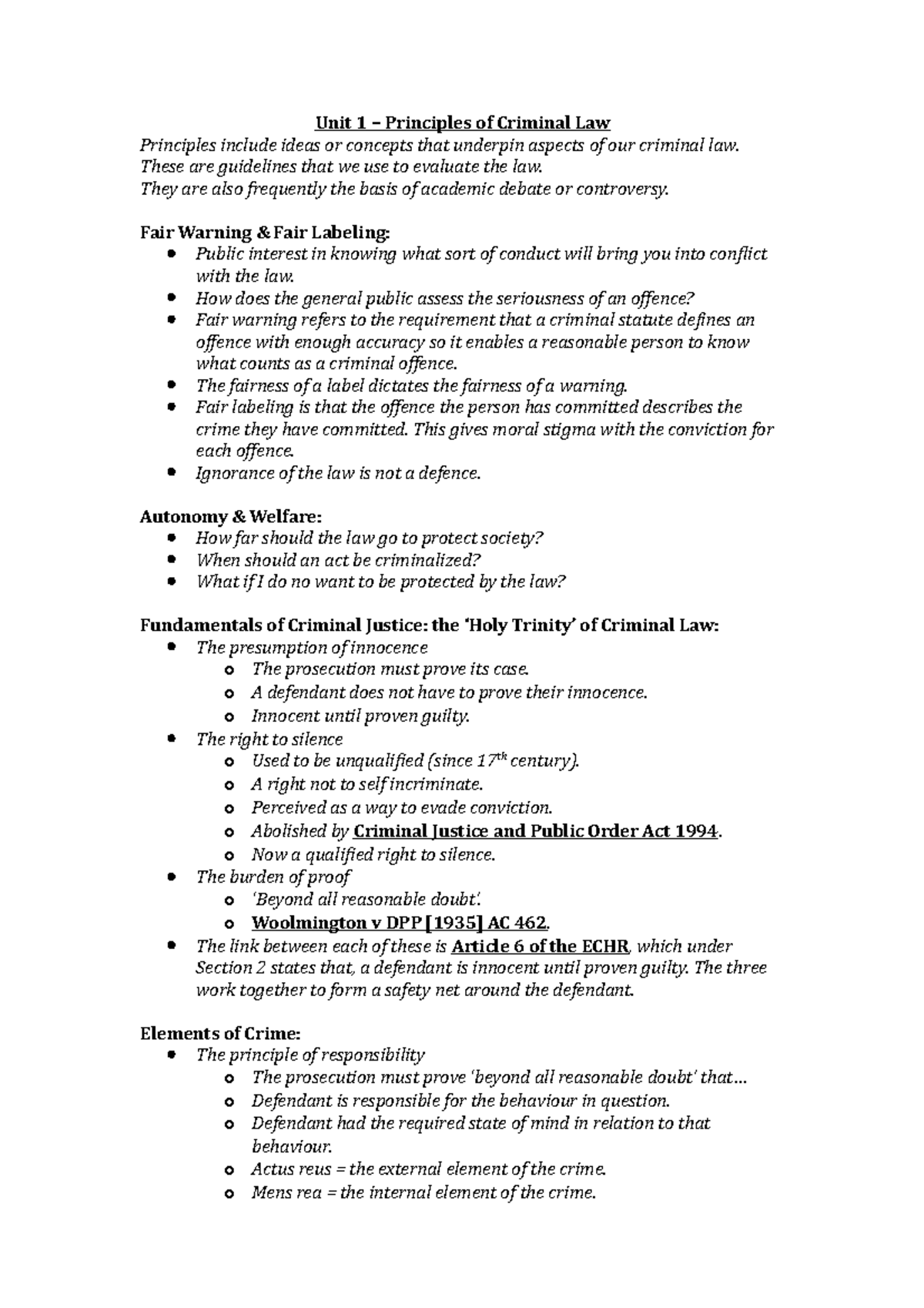 Unit 1 – Principles of Criminal Law - Unit 1 – Principles of Criminal ...