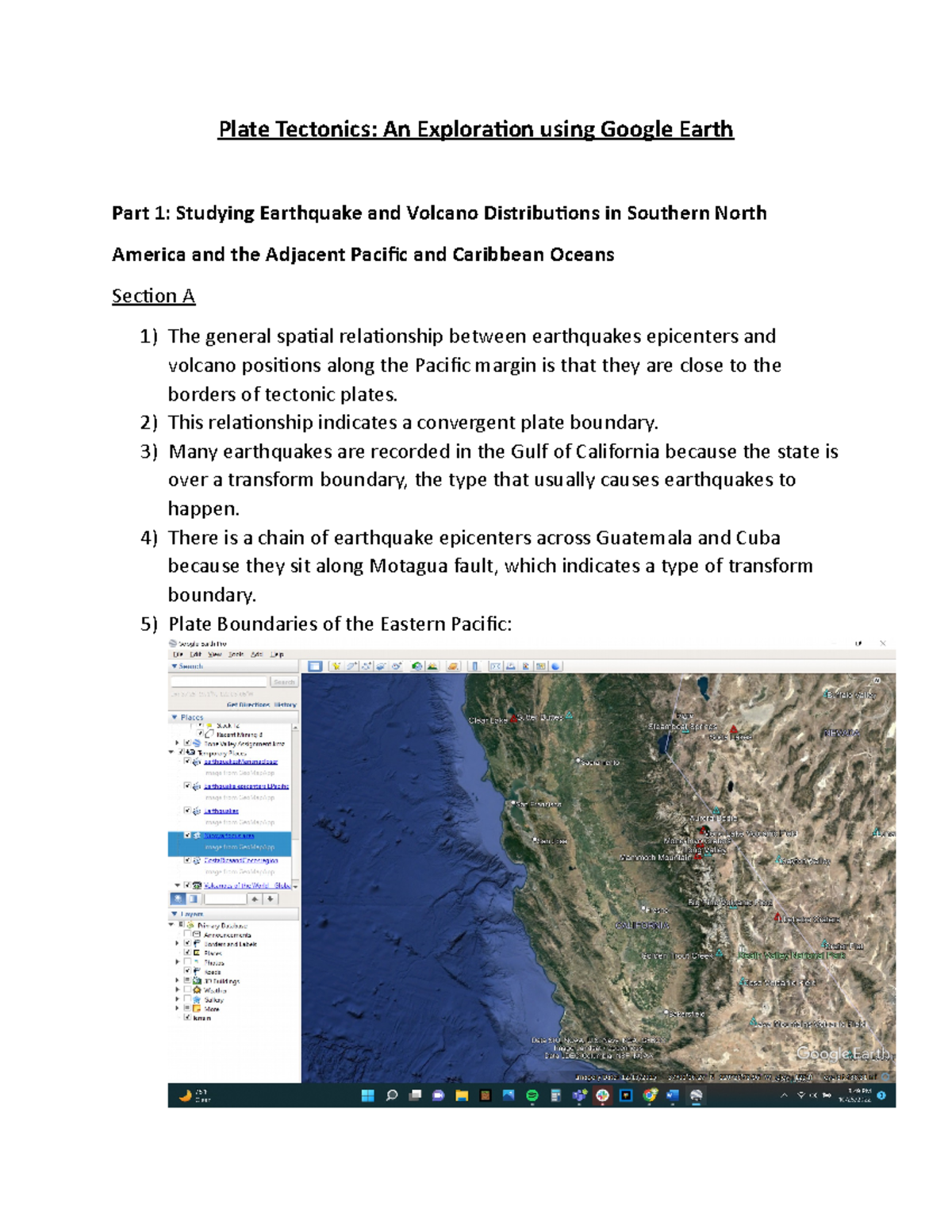 Plate Tectonics Assignment ESC - Plate Tectonics: An Exploration using ...