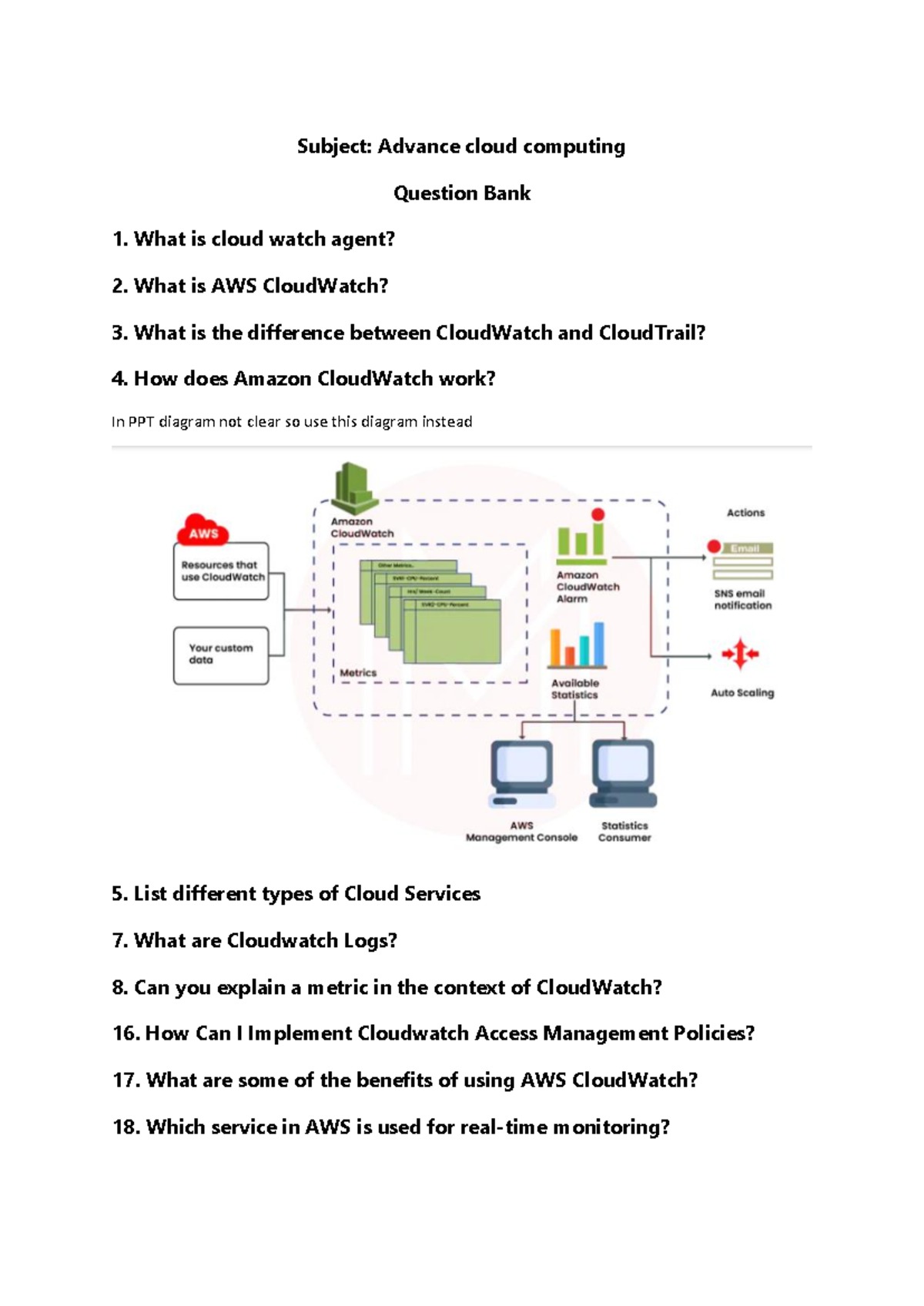 ACC Question List 1 - For self study......... - Subject: Advance cloud computing Question Bank 1 ...
