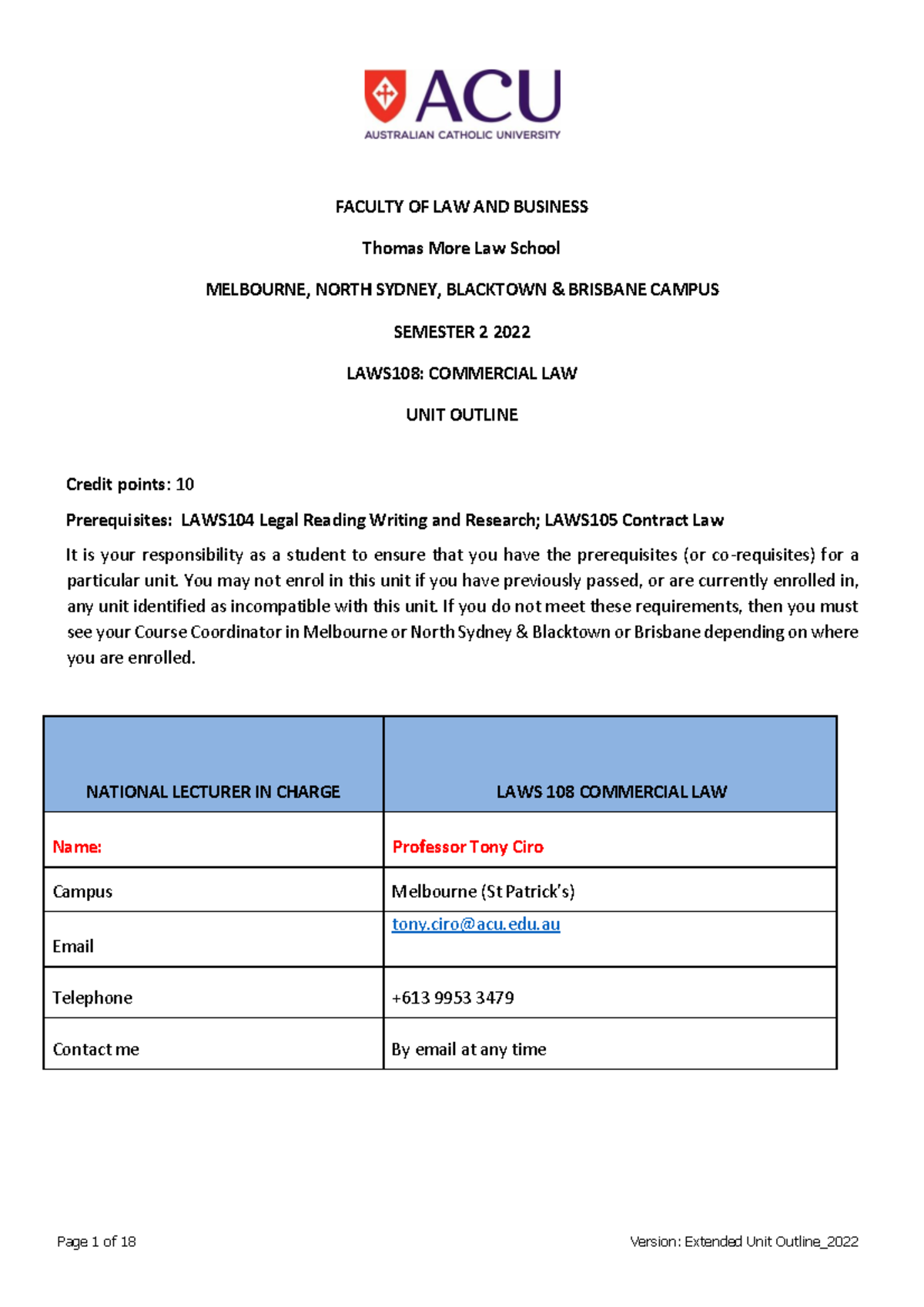 LAWS 108 Commercial Law EUO 2022 - FACULTY OF LAW AND BUSINESS Thomas ...