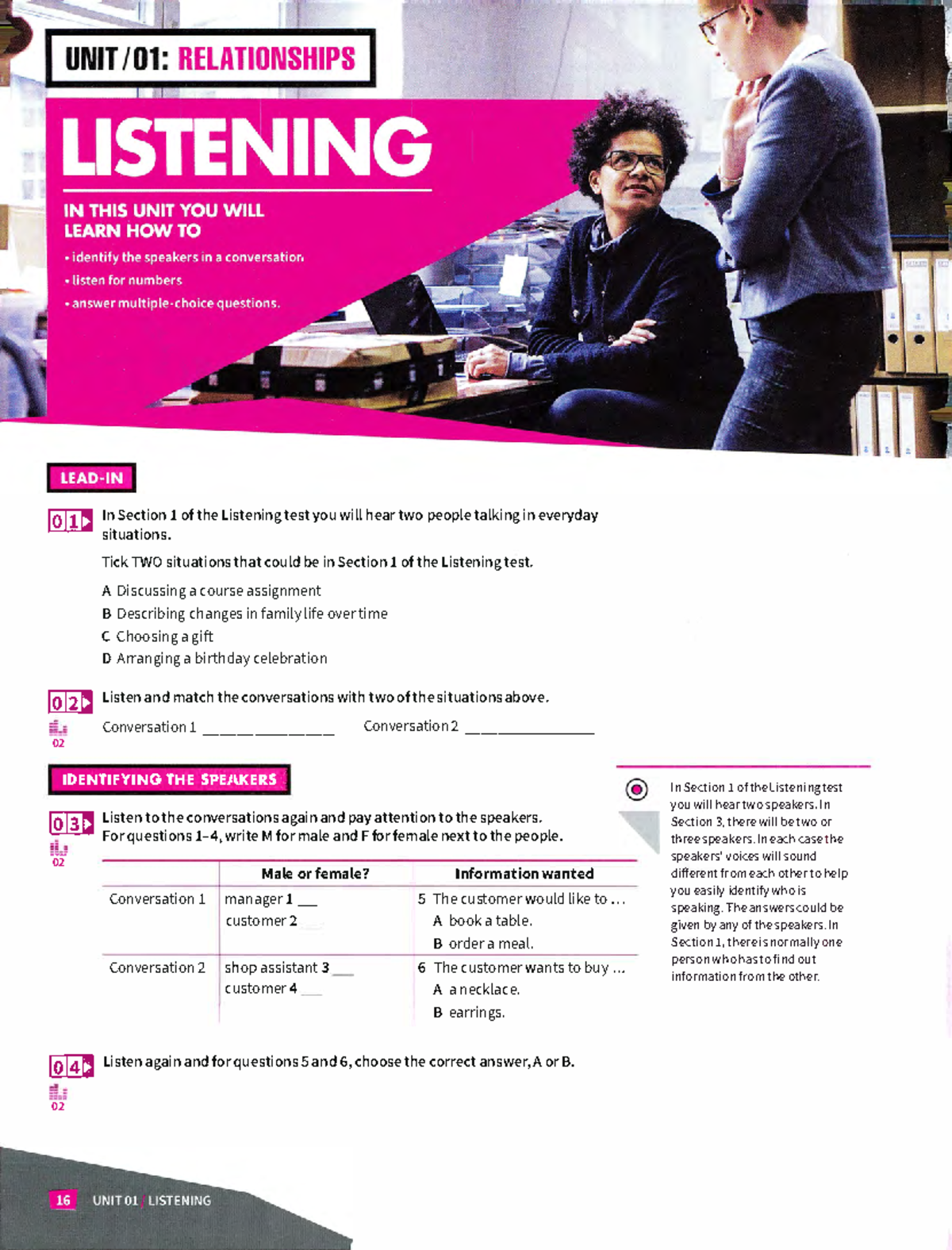 Listening Level 1 - In Section 1 of the Listening test you will hear ...