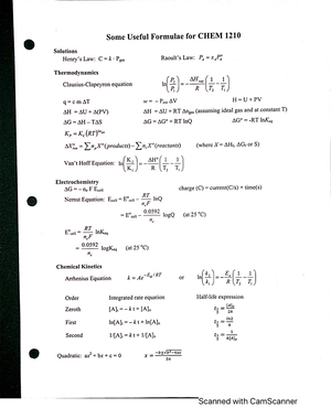Chem 1210 sample final exam and answers - CHEM 1210 - Studocu