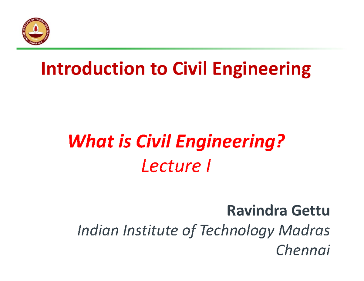 What is Civil Engineering-I - Introduction to Civil Engineering What is ...