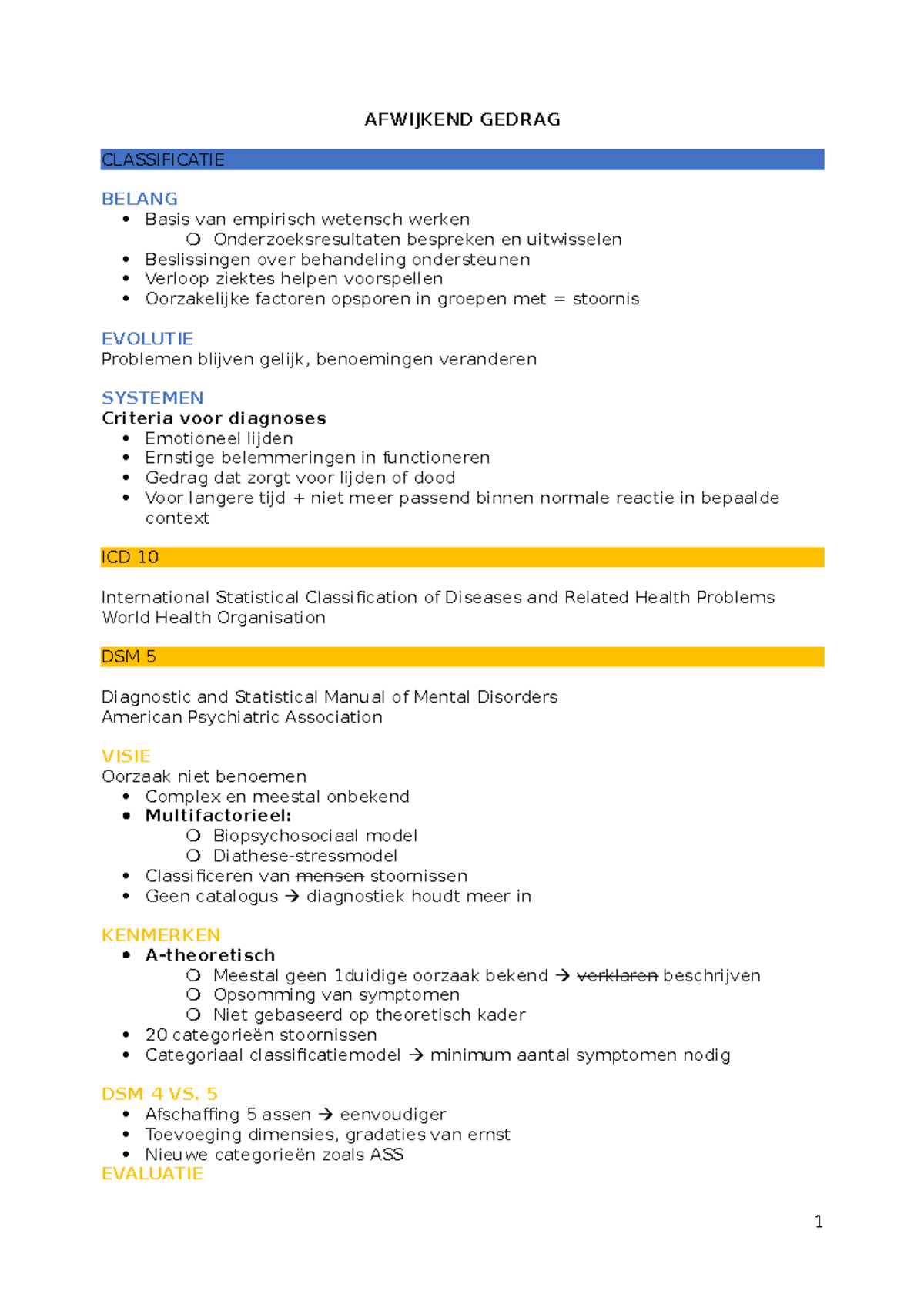 3 Afwijkend gedrag - AFWIJKEND GEDRAG CLASSIFICATIE BELANG Basis van ...