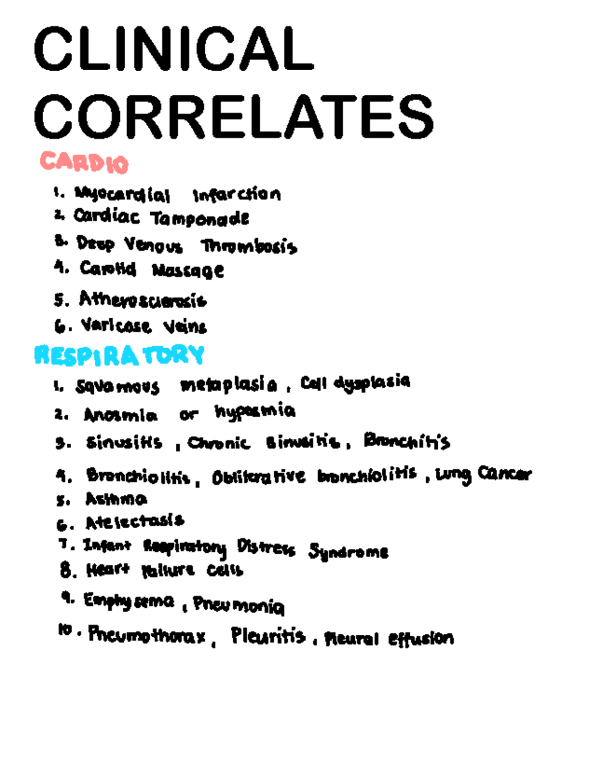 Clinical Correlates on Cardio-Respiratory diseases - CLINICAL ...