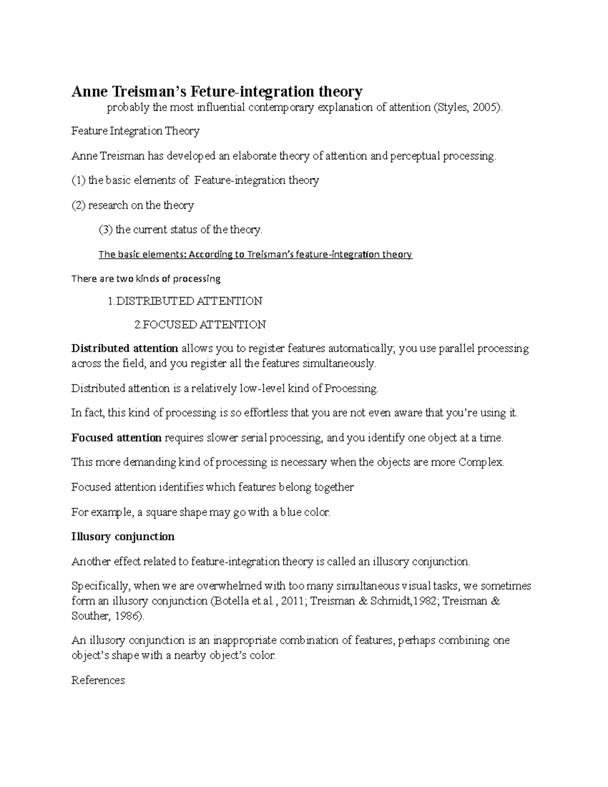 Ann treismans feature integration theory - Anne Treisman’s Feture ...