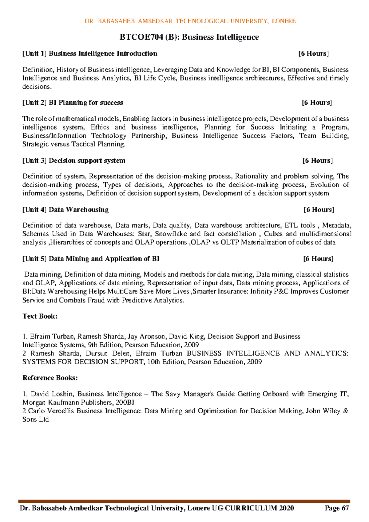 Revised BI Syllabus -2023-24 - DR. BABASAHEB AMBEDKAR TECHNOLOGICAL ...