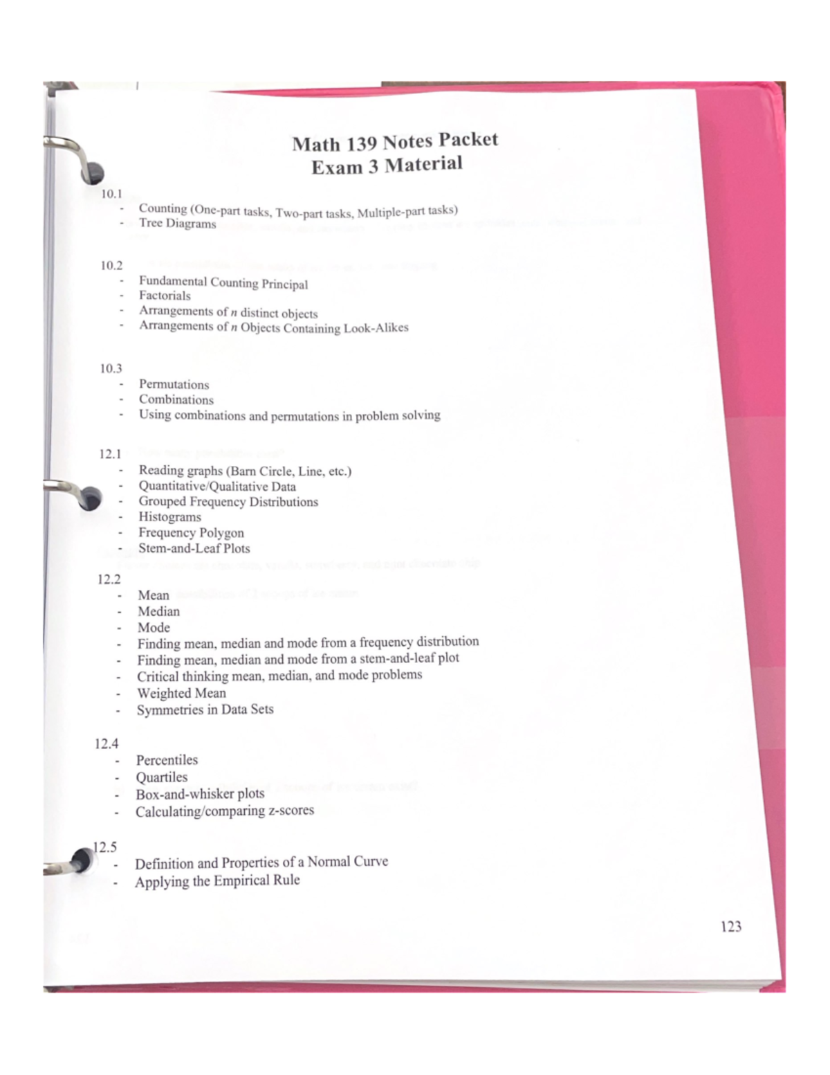 Counting by Systematic Listing - Math 139 Notes Packet Exam 3 Material ...