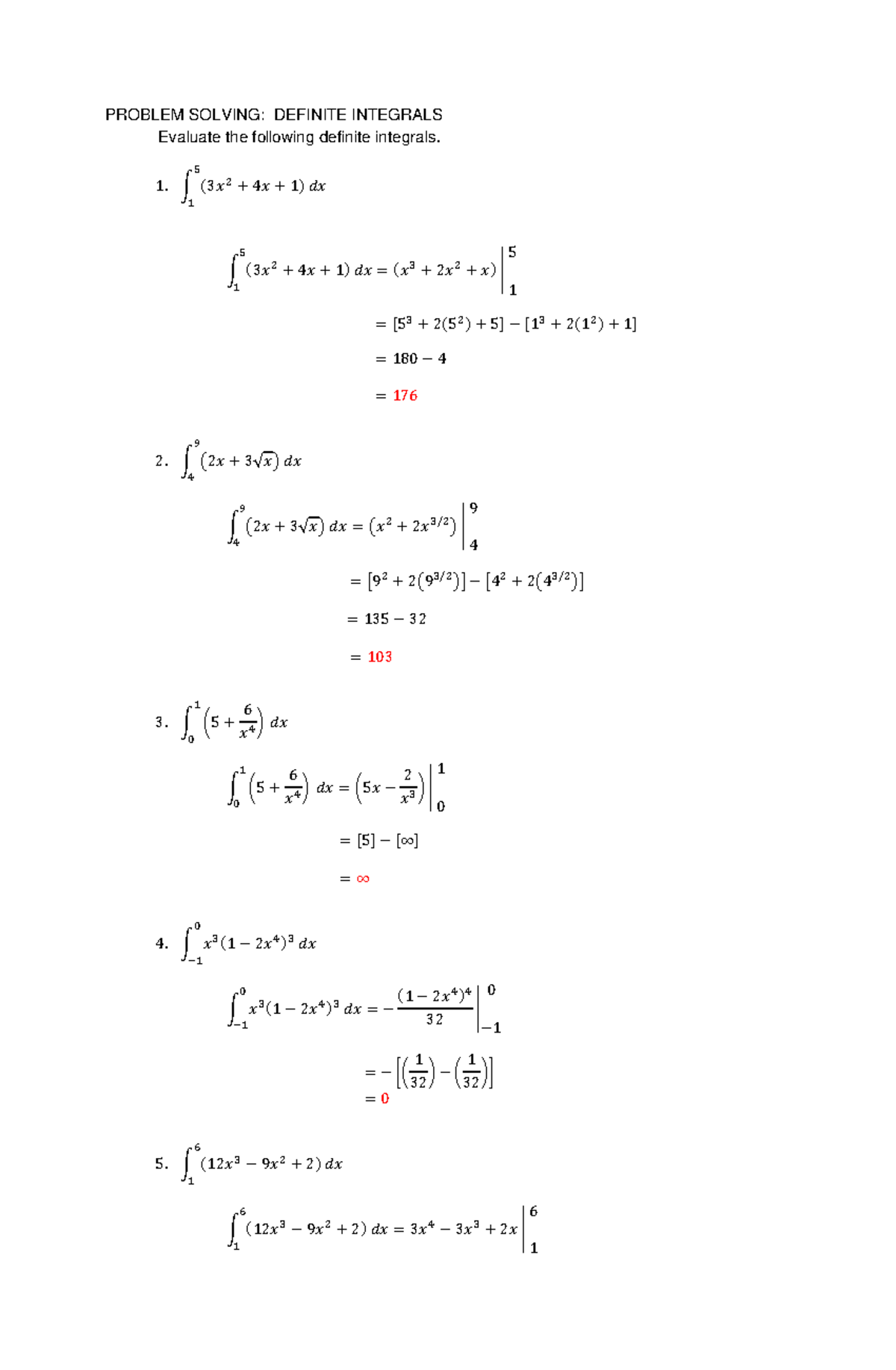Solved Problems in Integral Calculus_Definite Integrals - PROBLEM SOLVING: DEFINITE INTEGRALS ...