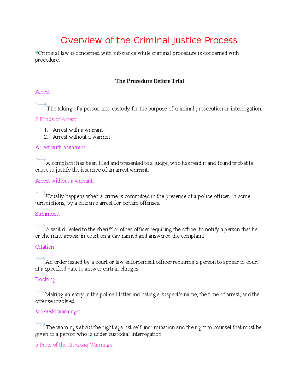 Overview of the Criminal Justice Process - Overview of the Criminal ...