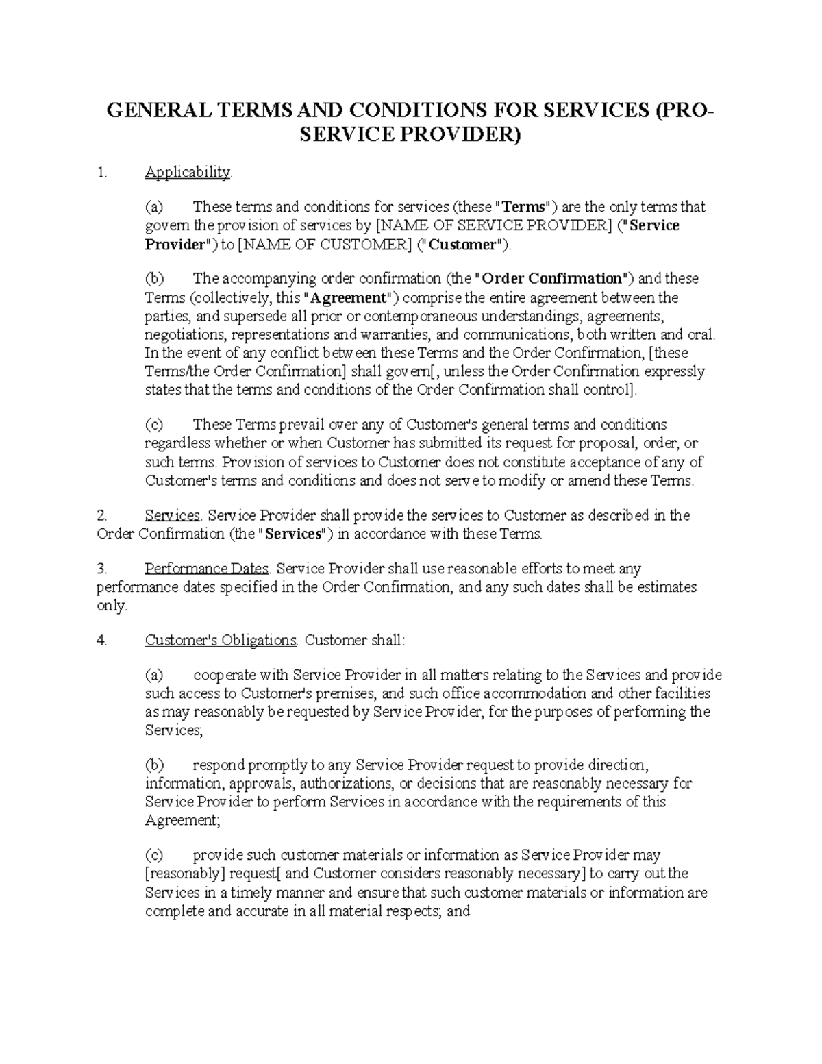 General Terms and Conditions for Services - GENERAL TERMS AND ...