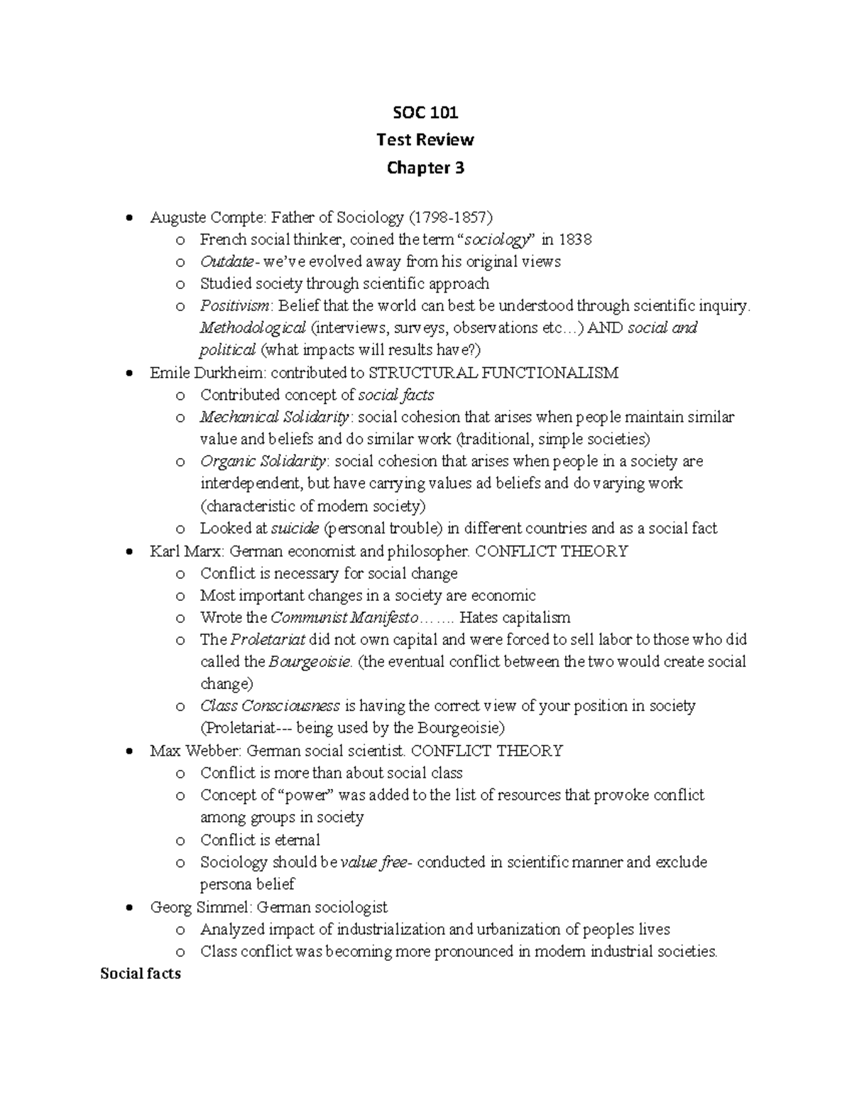 SOC 101 Test Review Ch 3 - Introduction to Sociology - SOC 101 Test ...