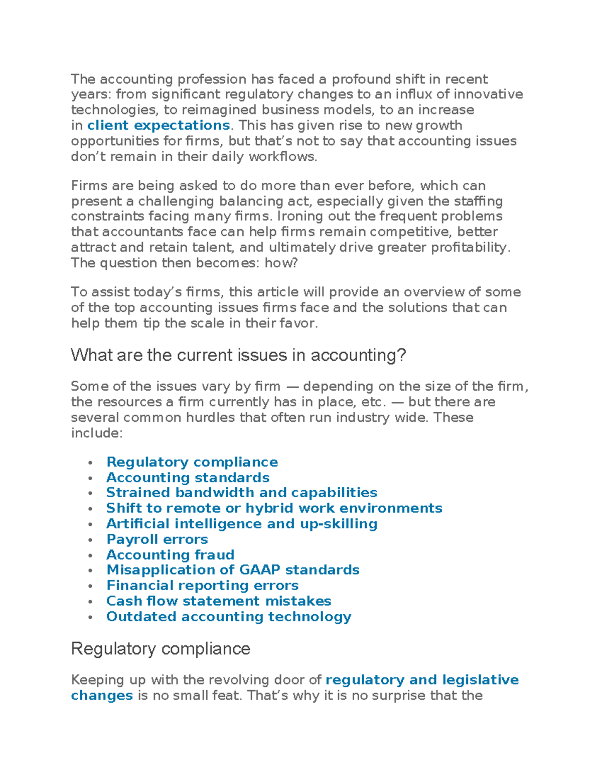 Accounting issues - The accounting profession has faced a profound ...