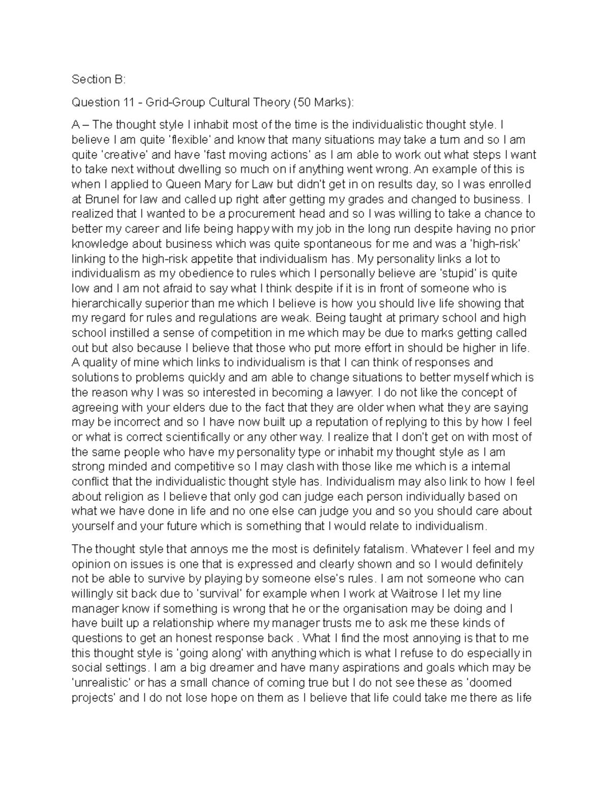 Exam - exam work for ul and extra questions below for - Section B ...