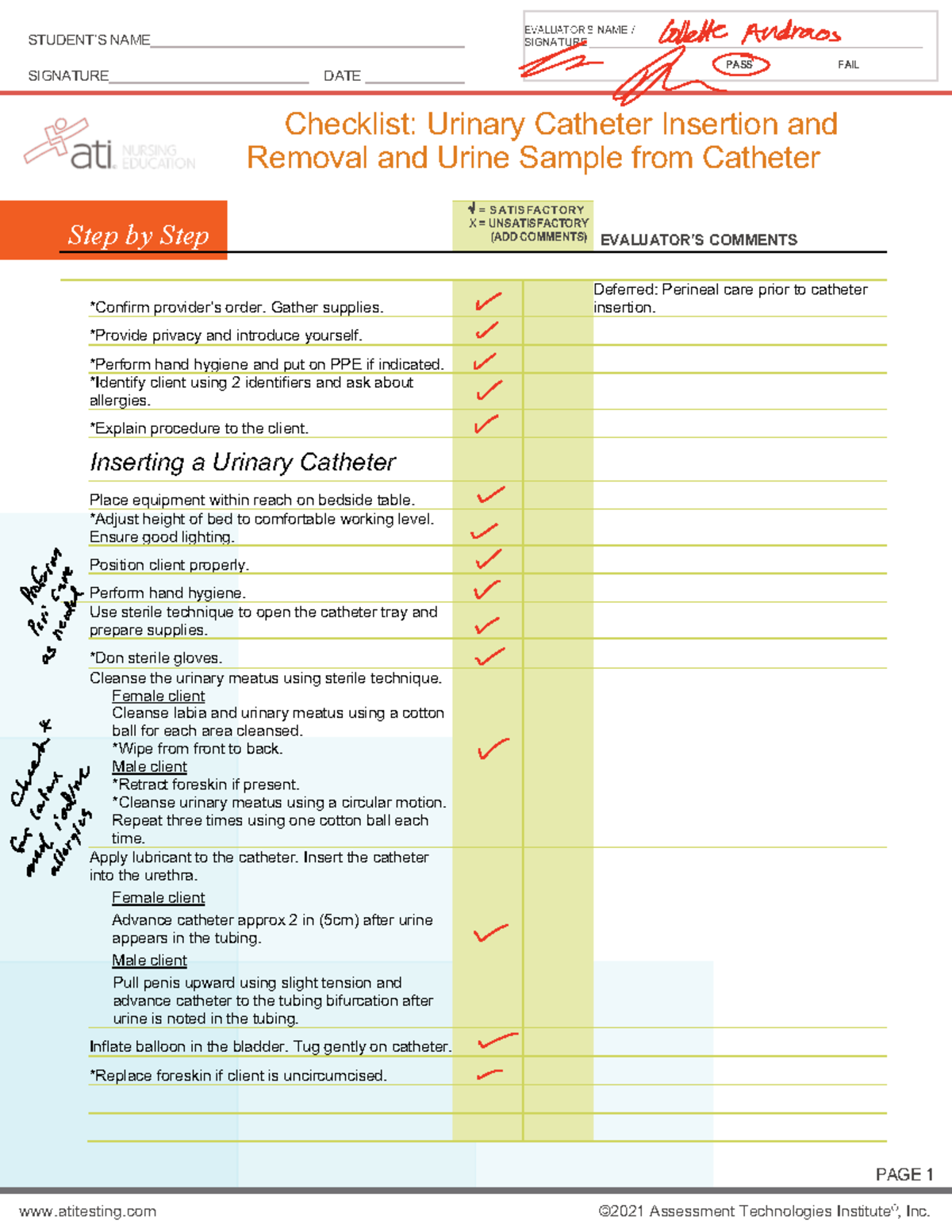 Urinary Catheter - Insertion, Removal, and Urine Specimen 2 - PAGE 1 ...