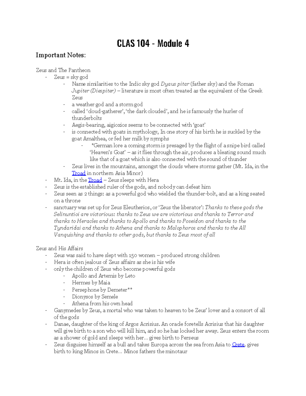 CLAS 104 - M4 - Module 4 Summary - CLAS 104 - Module 4 Important Notes ...