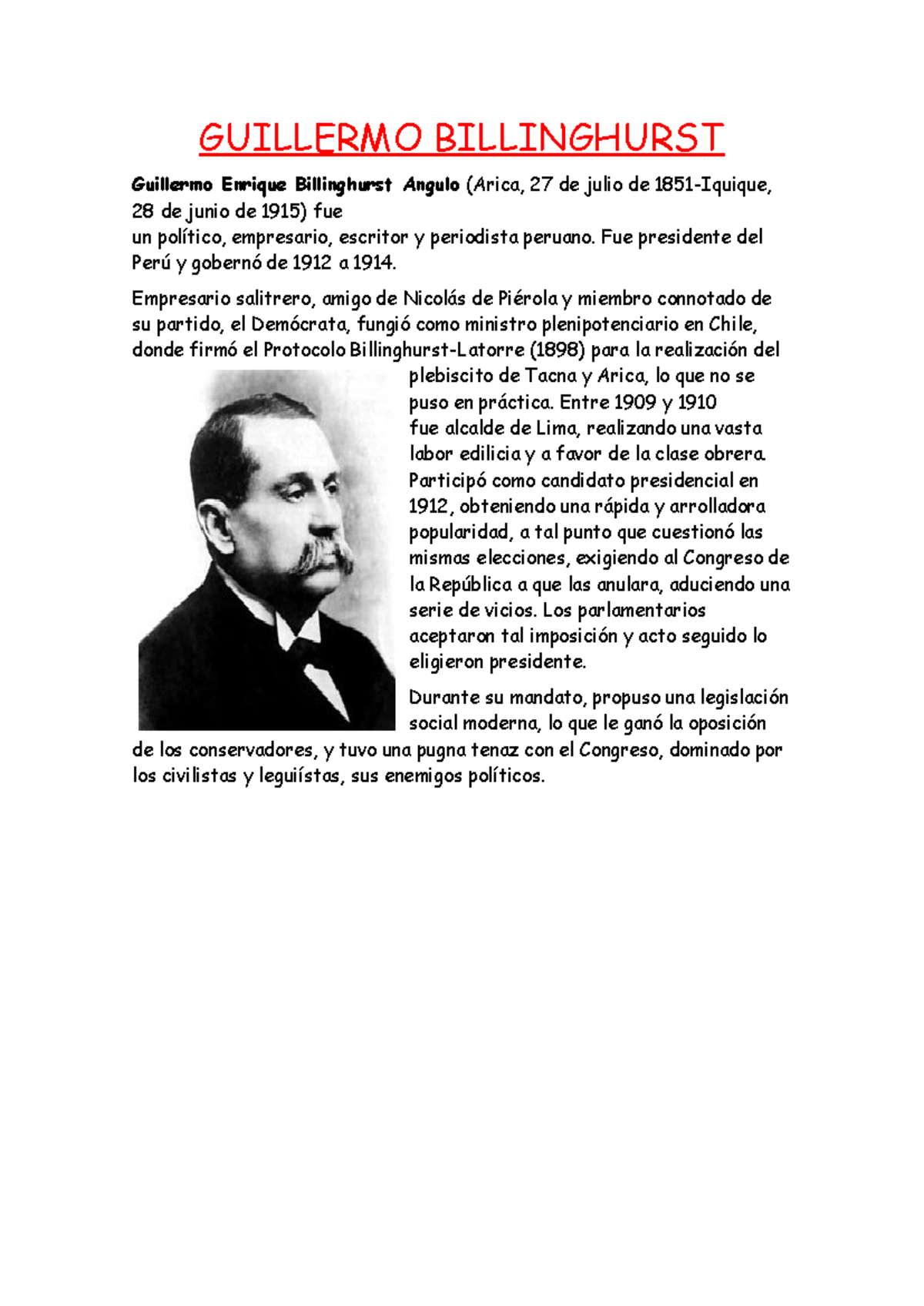 Guillermo Billinghurst - GUILLERMO BILLINGHURST Guillermo Enrique ...