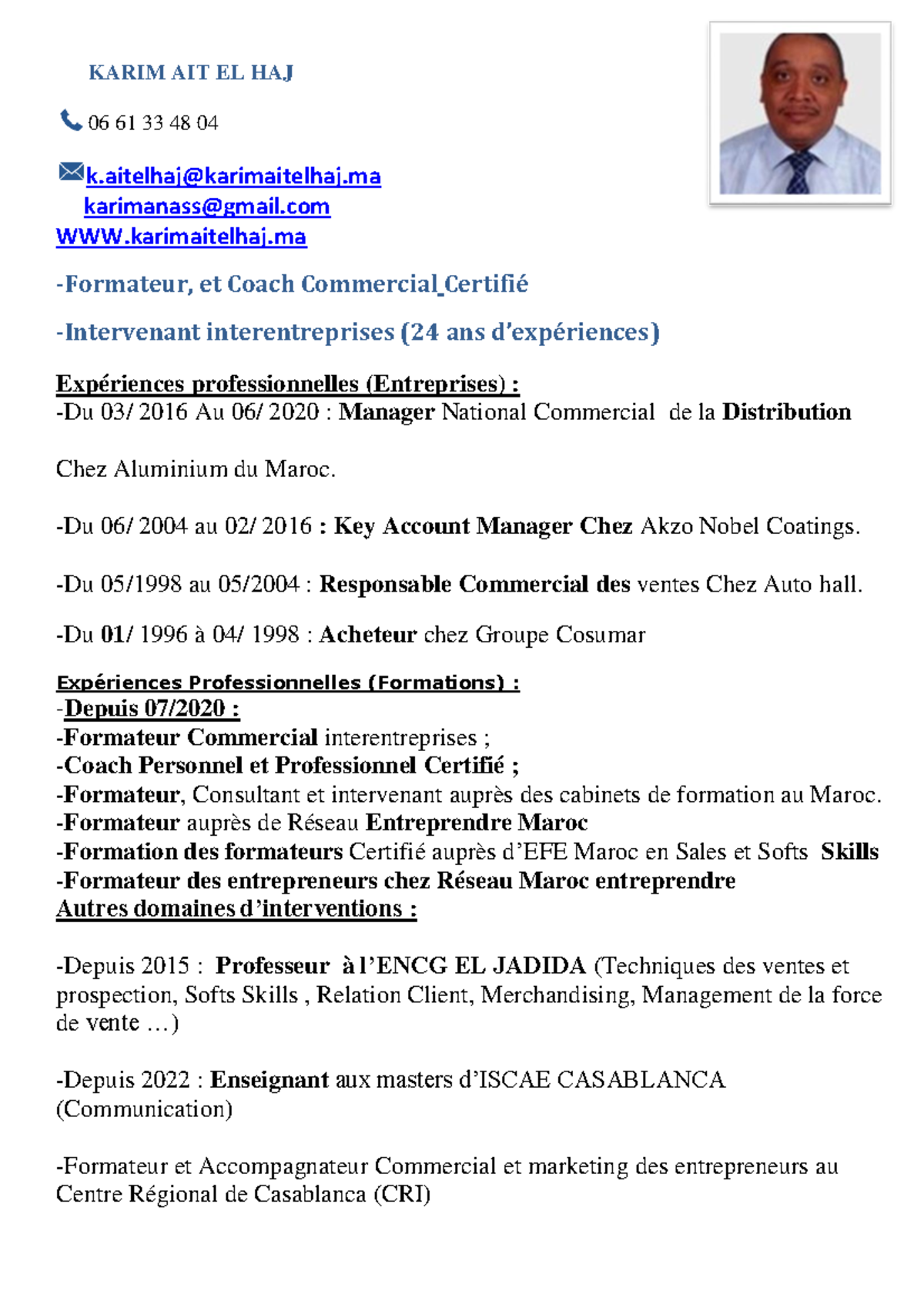 CV AIT EL HAJ karim expert commercial marketing - KARIM AIT EL HAJ 06 61 33 48 04 k ...