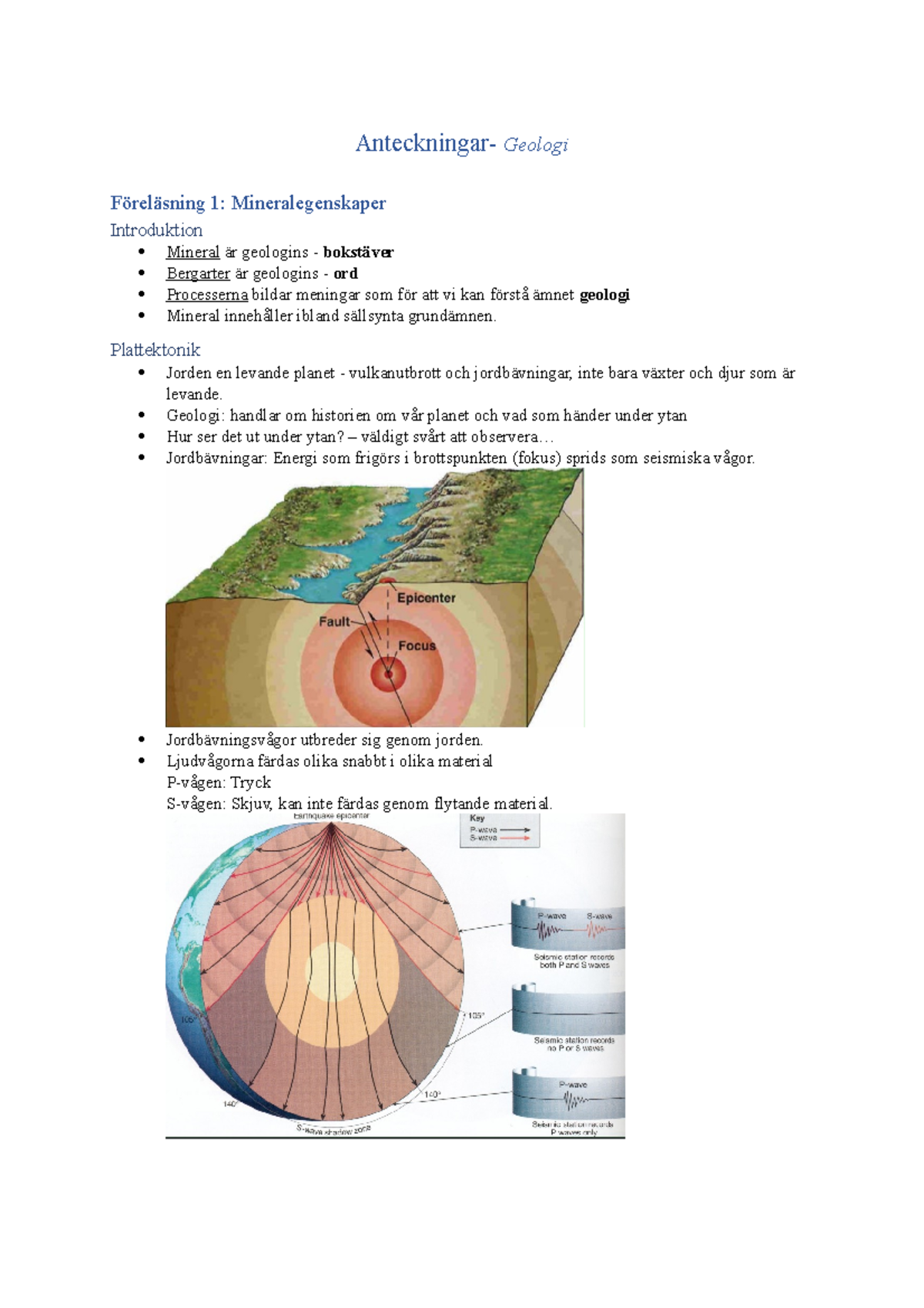 Föreläsningsanteckningar-geologi - Anteckningar- Geologi Föreläsning 1 ...