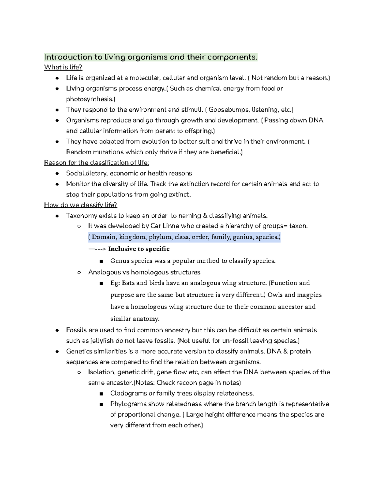 Lecture BIOL 107 - Introduction to living organisms and their ...